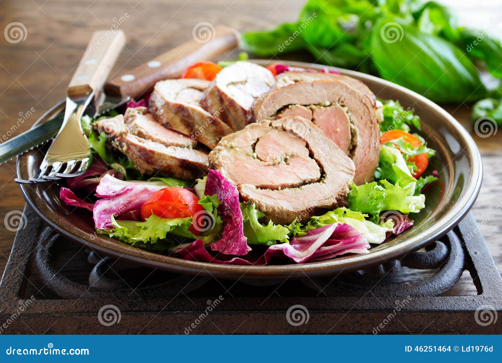 Roast beef with pesto stock photo. Image of sliced, salad - 46251464