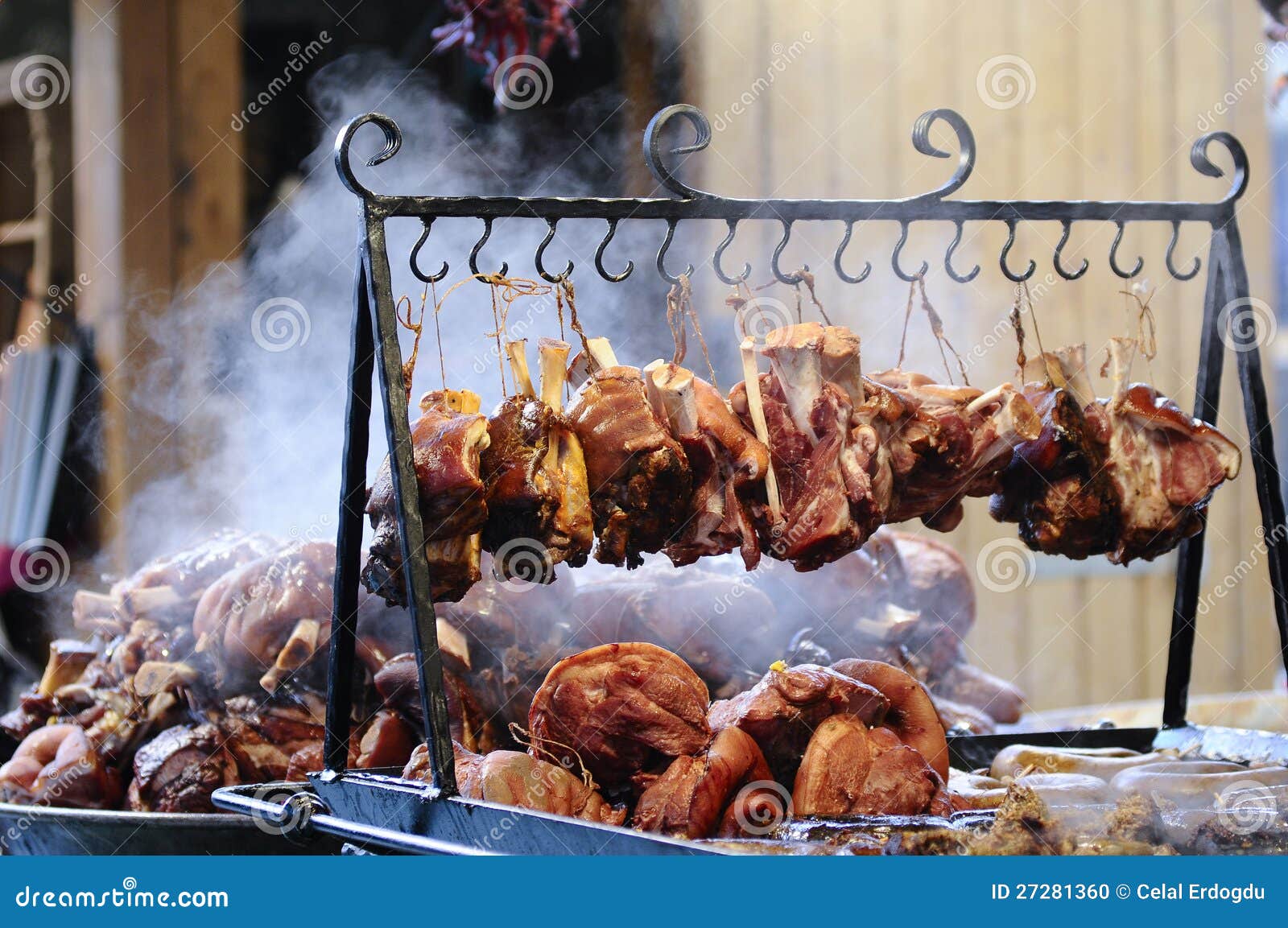 Roast Beef and Pig Outside Market Stock Photo - Image of grill, meat ...