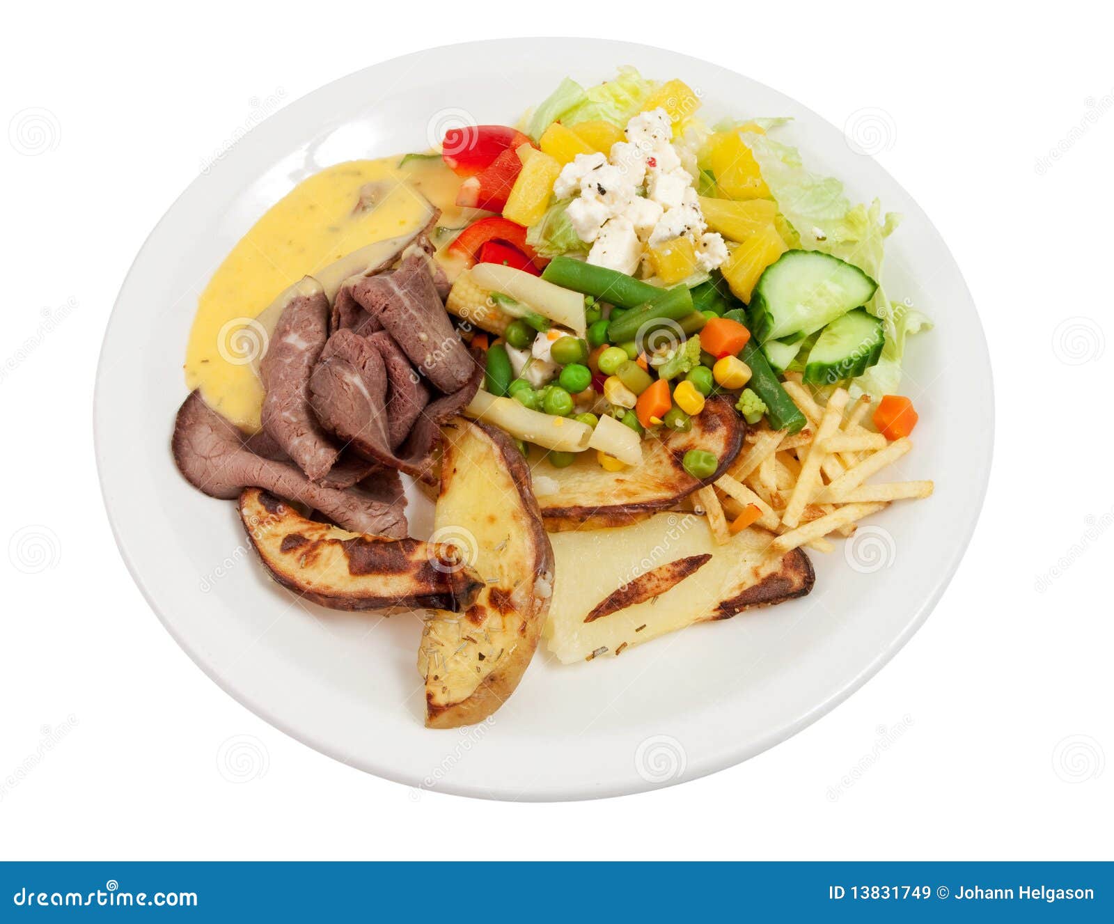 Roast beef plate stock image. Image of dinner, plate - 13831749