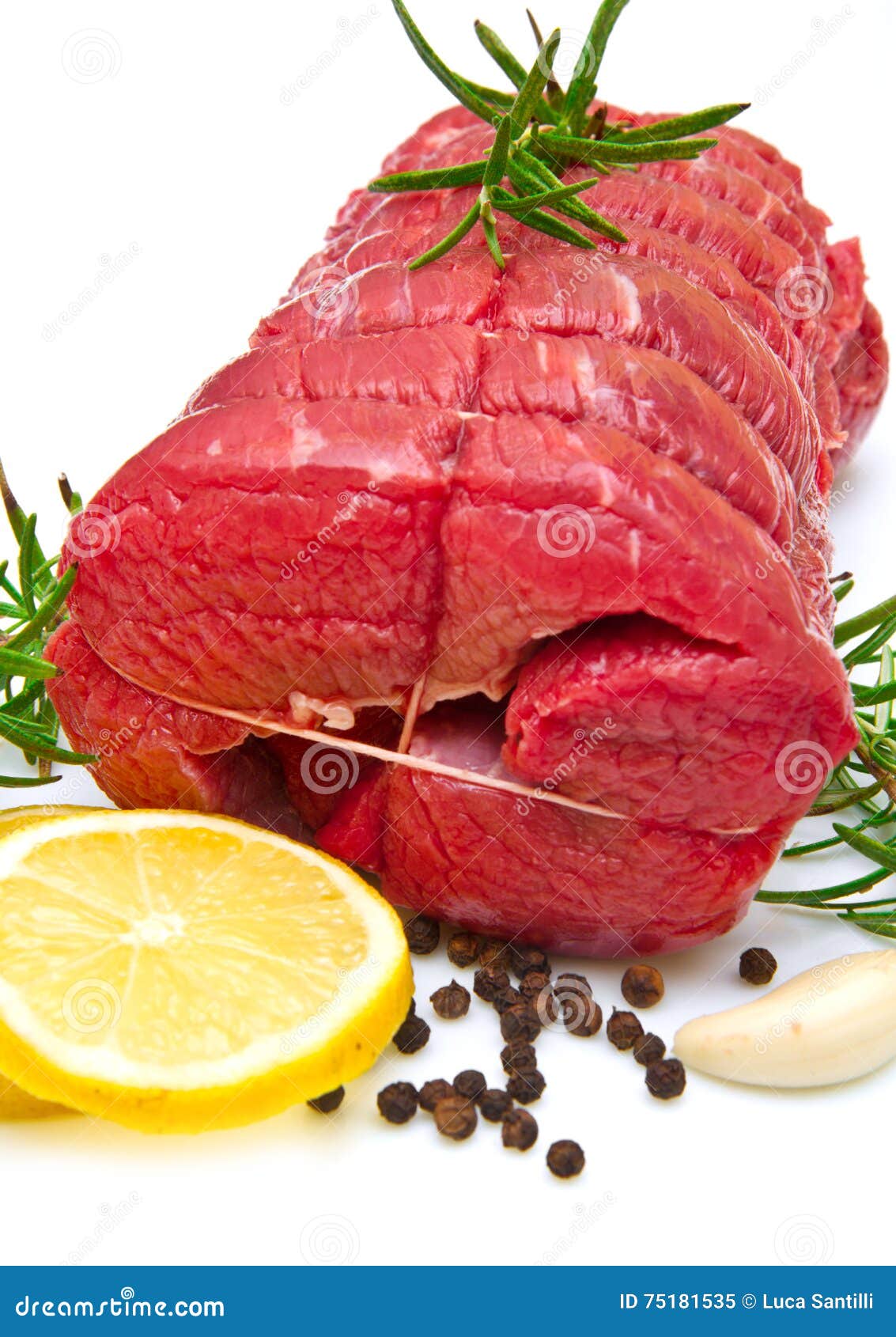 Roast of Beef with Rosemary on White Stock Image - Image of muscle ...