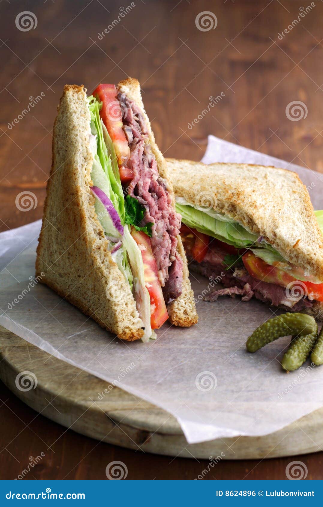 Roast beef sandwich stock photo. Image of cucumber, pastrami - 8624896