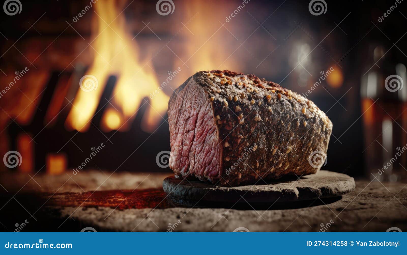 Roast Beef on Stone, Blurred Background, Rustic Pub. Generative AI ...