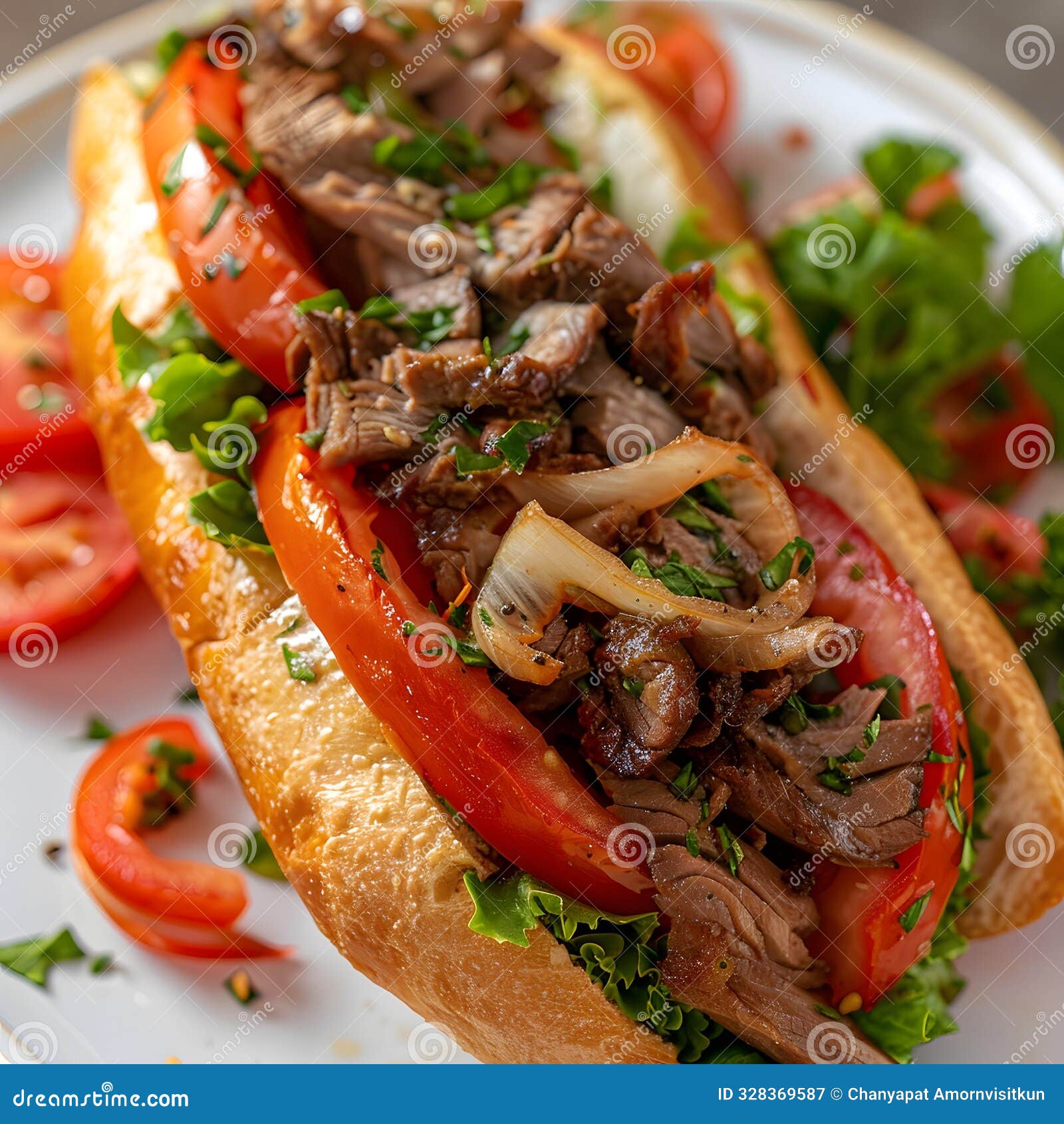 Roast beef and turkey sub stock illustration. Illustration of fresh ...