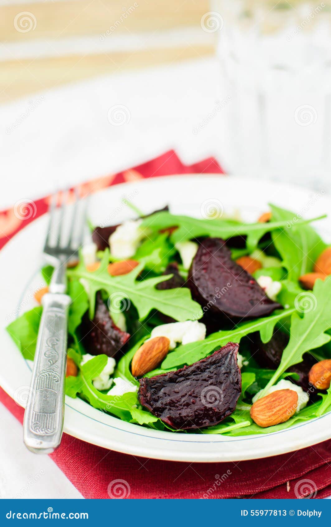 Roast Beet, Almond, Feta and Rocket Salad Stock Image - Image of ...