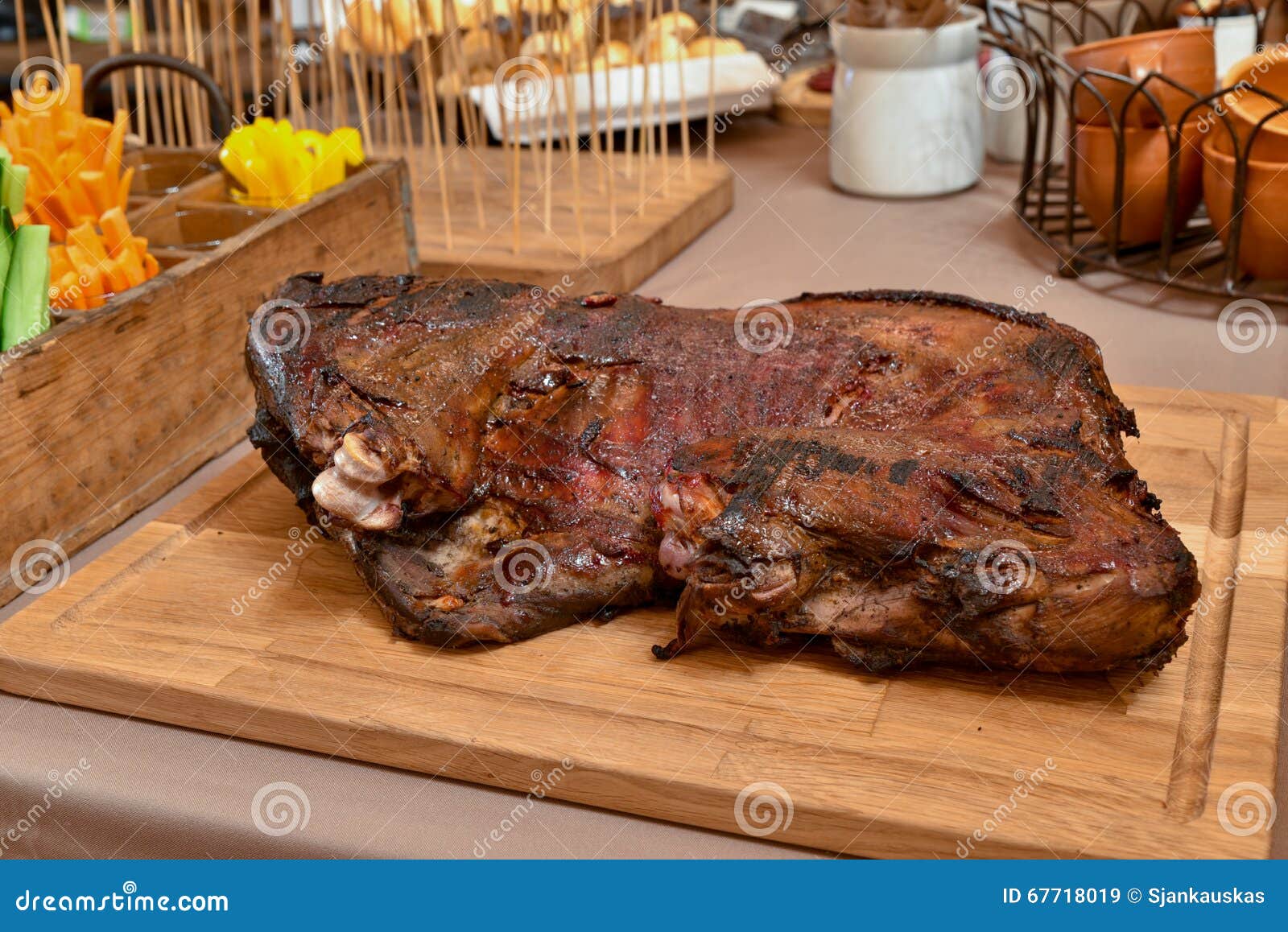 Roast boar stock image. Image of entertainment, arrangement - 67718019