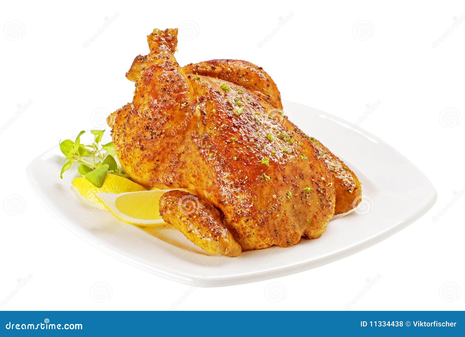 Roast chicken stock photo. Image of crisp, isolated, herbs - 11334438