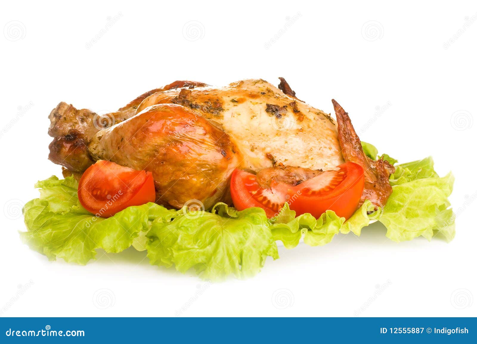 Roast chicken stock image. Image of studio, tomato, horizontal - 12555887