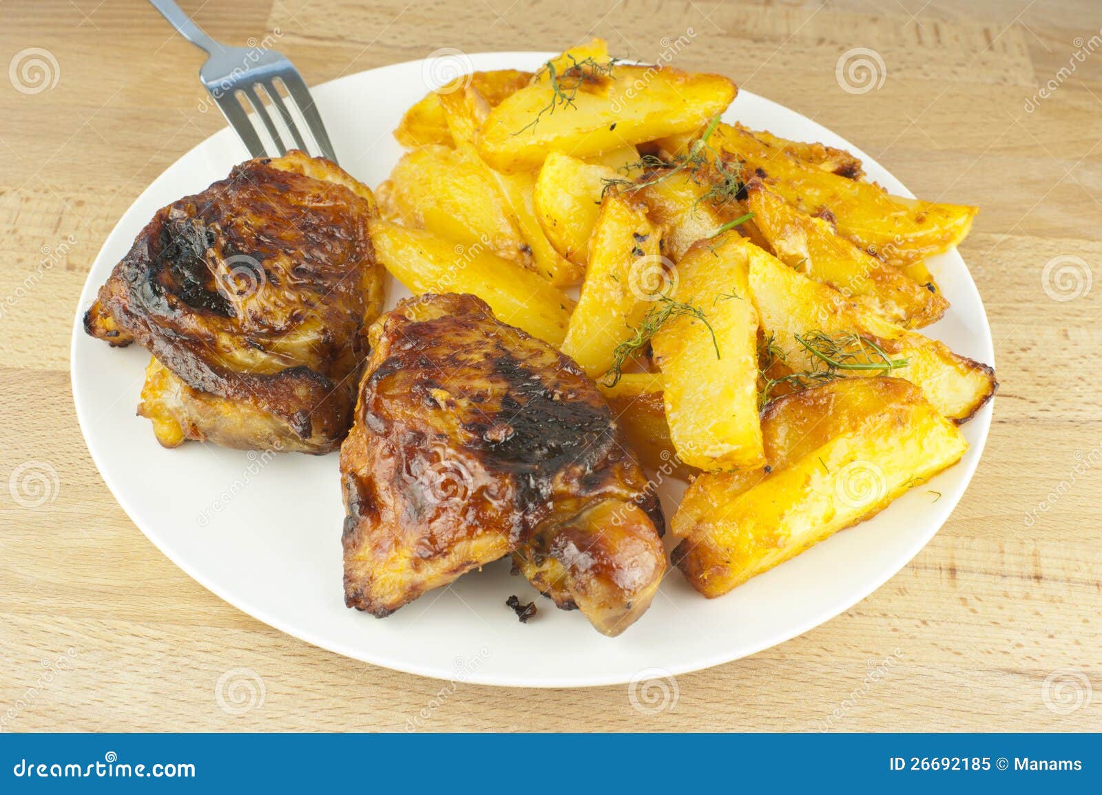Roast chicken and chips stock image. Image of fried, tasty - 26692185