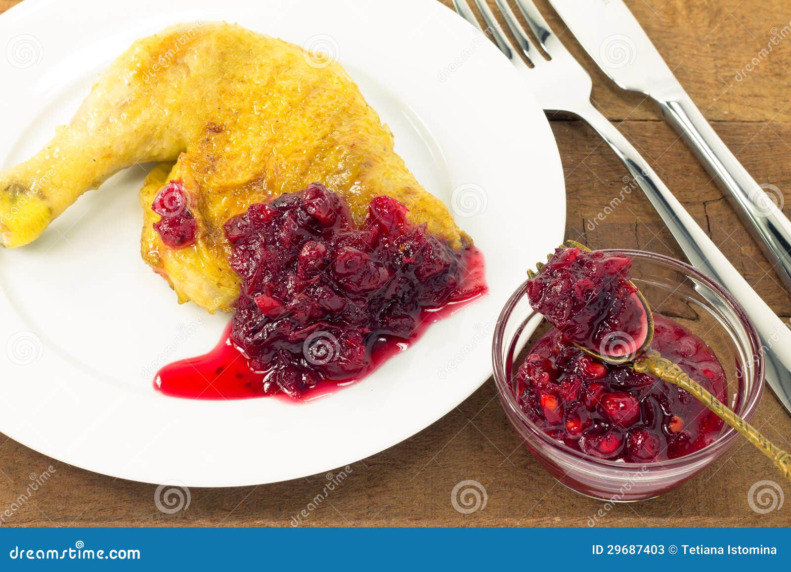 Roast Chicken with Cranberries Sauce Stock Image - Image of cranberries ...