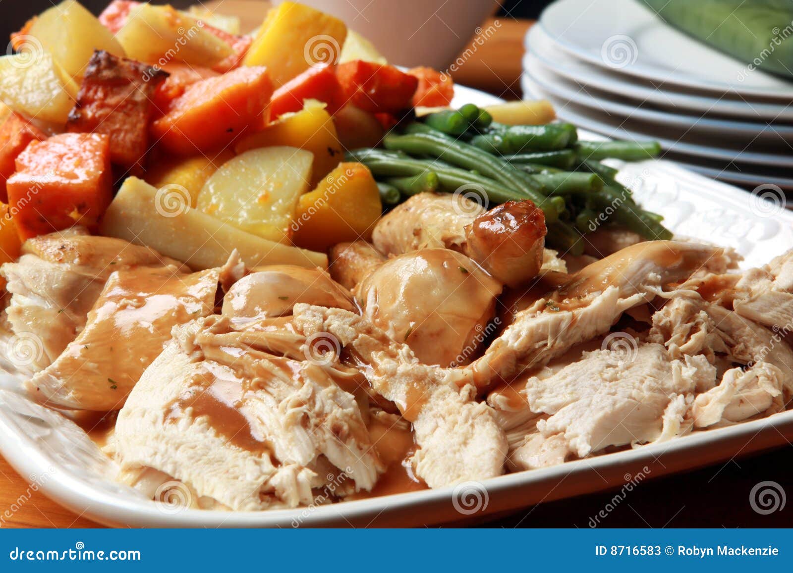 Roast Chicken Dinner stock image. Image of meal, white - 8716583