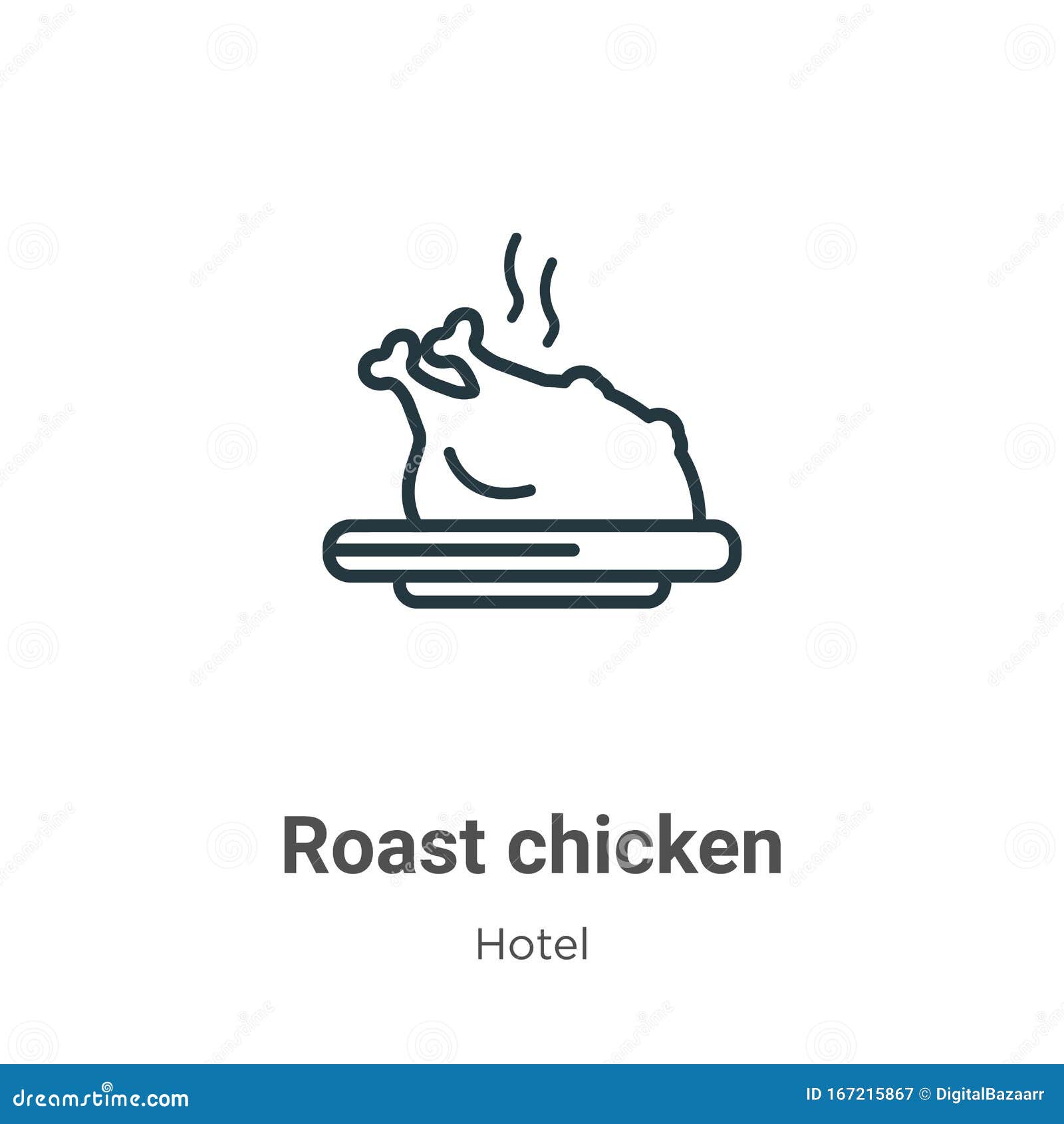 Roast Chicken Outline Vector Icon. Thin Line Black Roast Chicken Icon ...