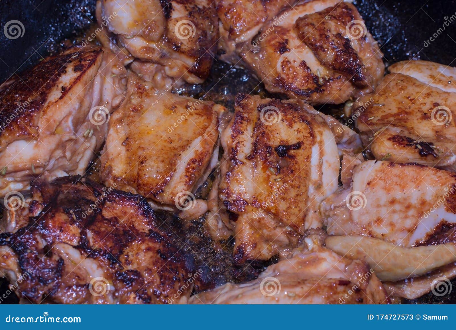 Roast chicken in a pan stock image. Image of healthy - 174727573