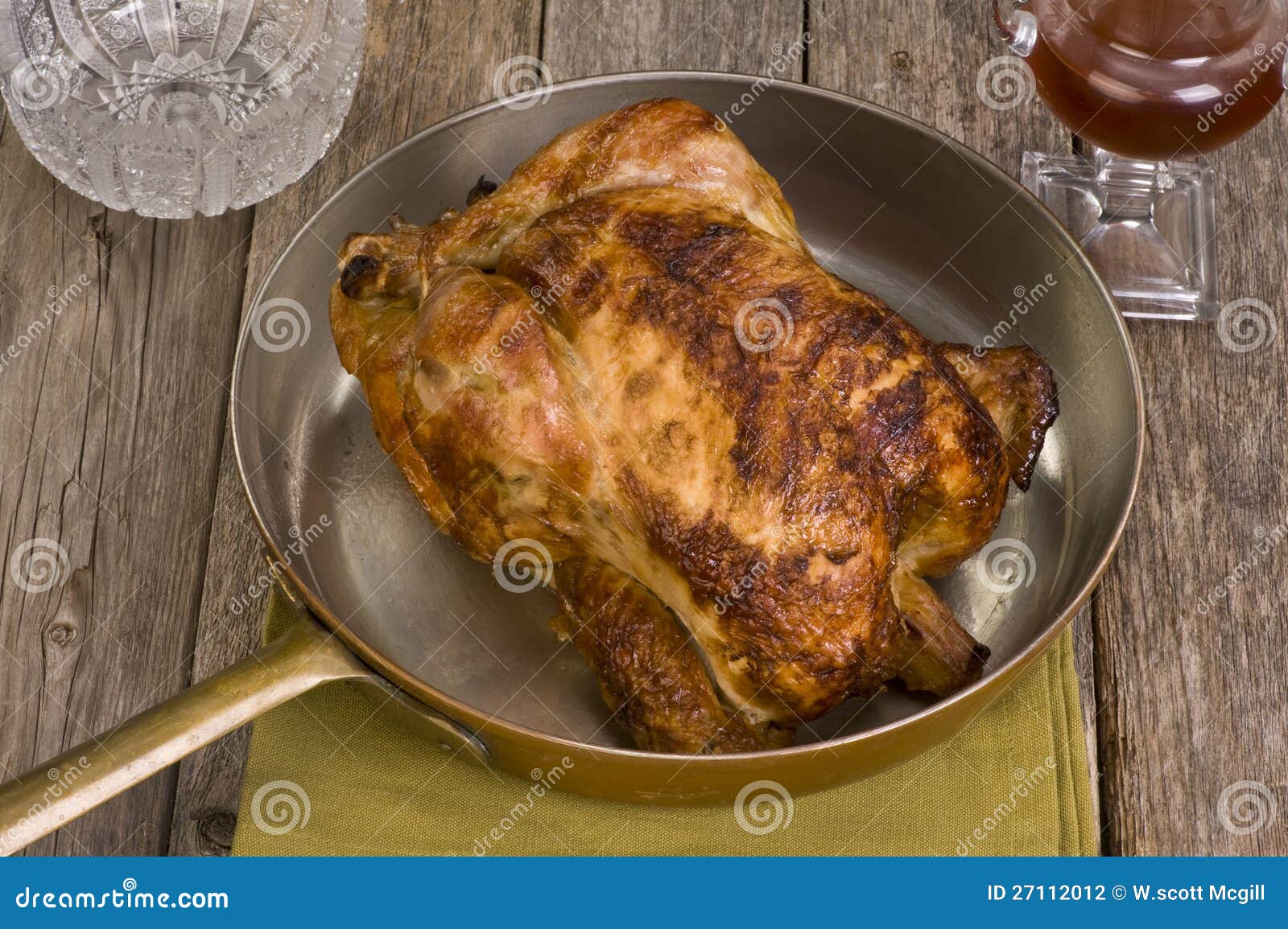 Roast chicken in pan stock photo. Image of birds, wooden - 27112012
