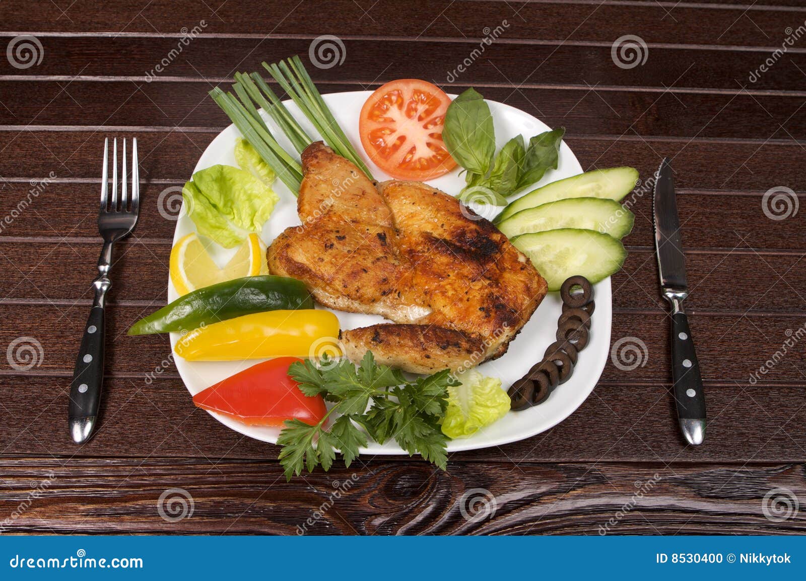Roast chicken in plate stock photo. Image of cooked, cooking - 8530400