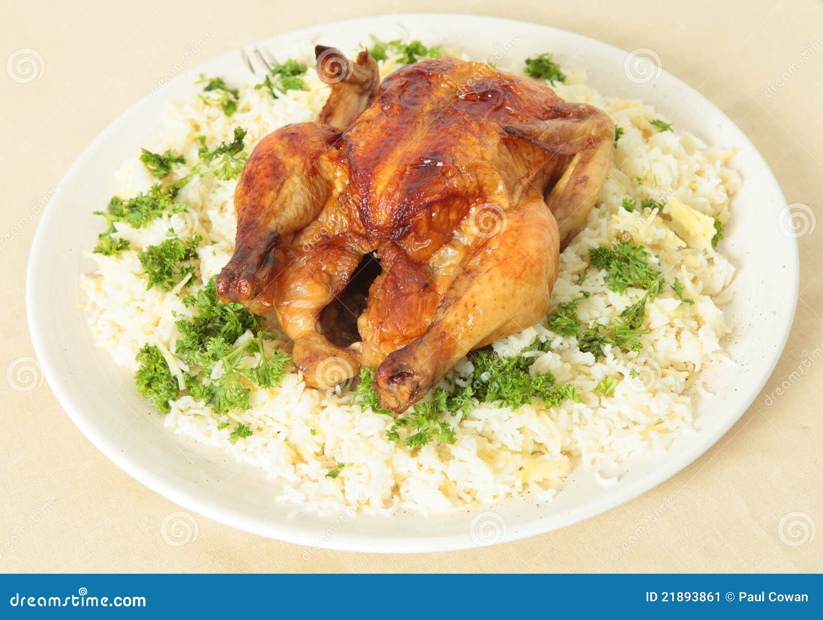 Roast Chicken and Rice High Angle Stock Image - Image of rice, dish ...