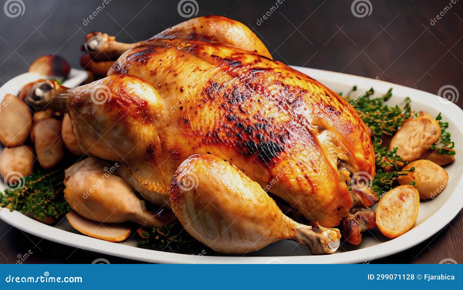 Roast chicken stock illustration. Illustration of produce - 299071128