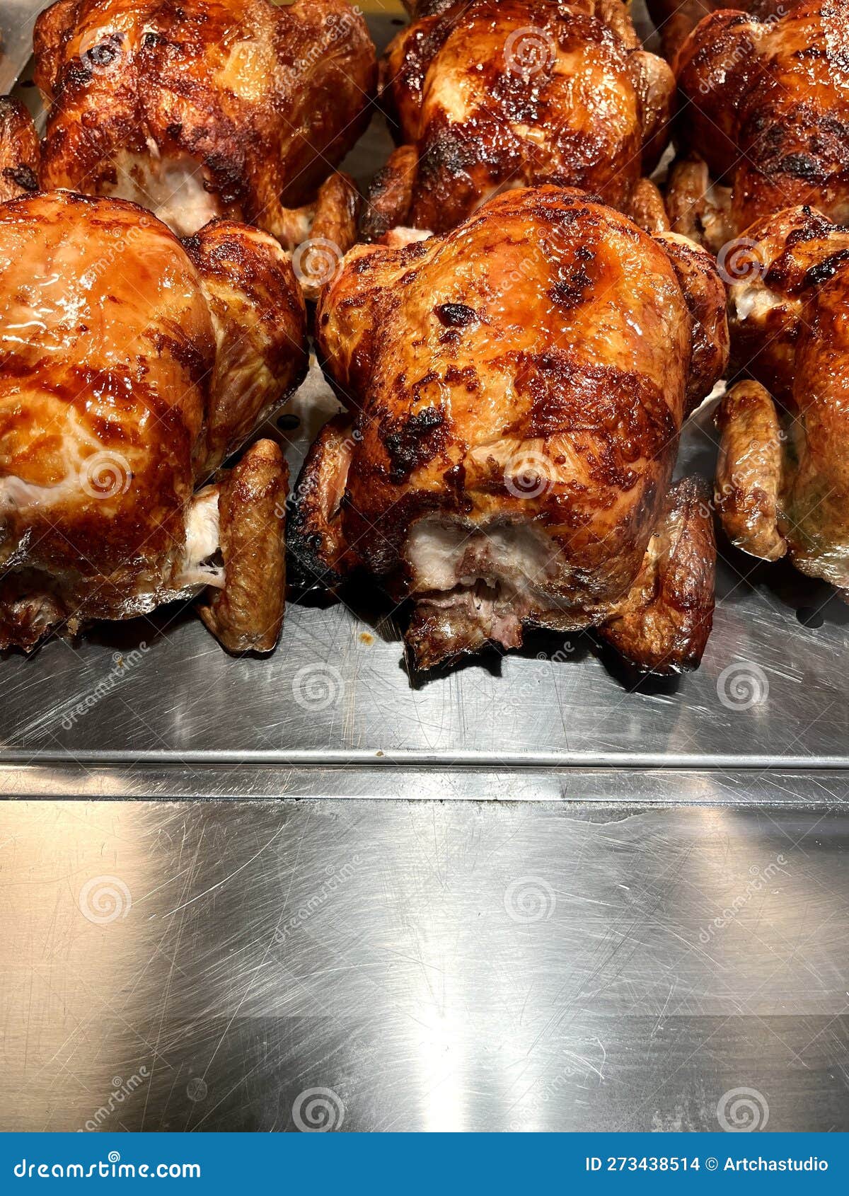 Roast chicken on row stock photo. Image of chicken, rosters - 273438514