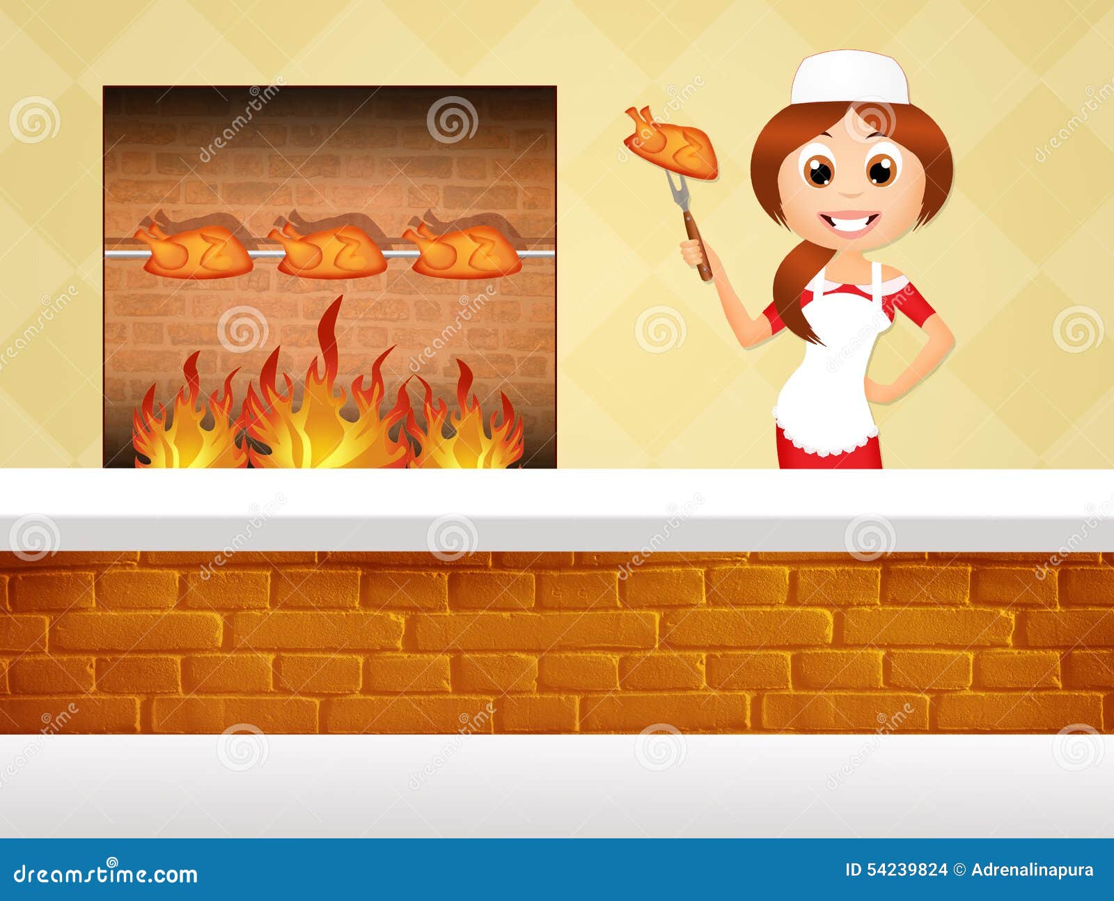 Roast chicken shop stock illustration. Illustration of dinner - 54239824
