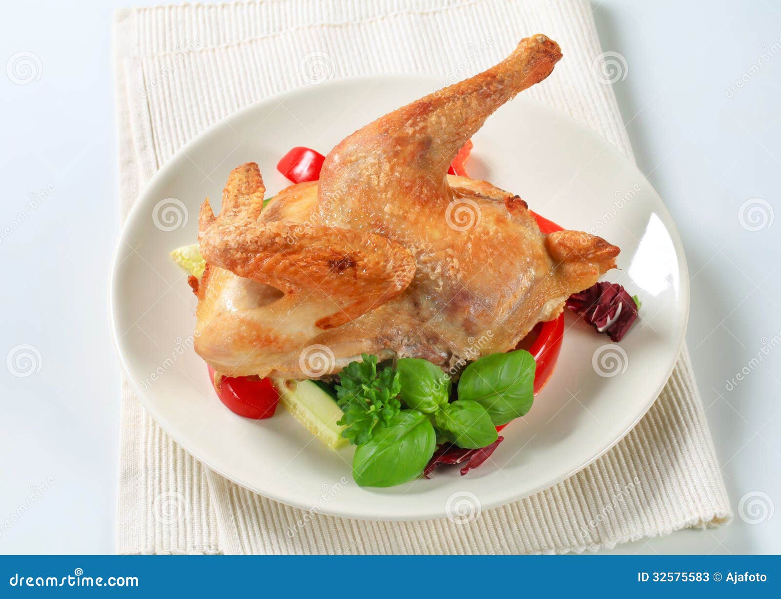 Roast Chicken with Vegetable Garnish Stock Image - Image of skin ...