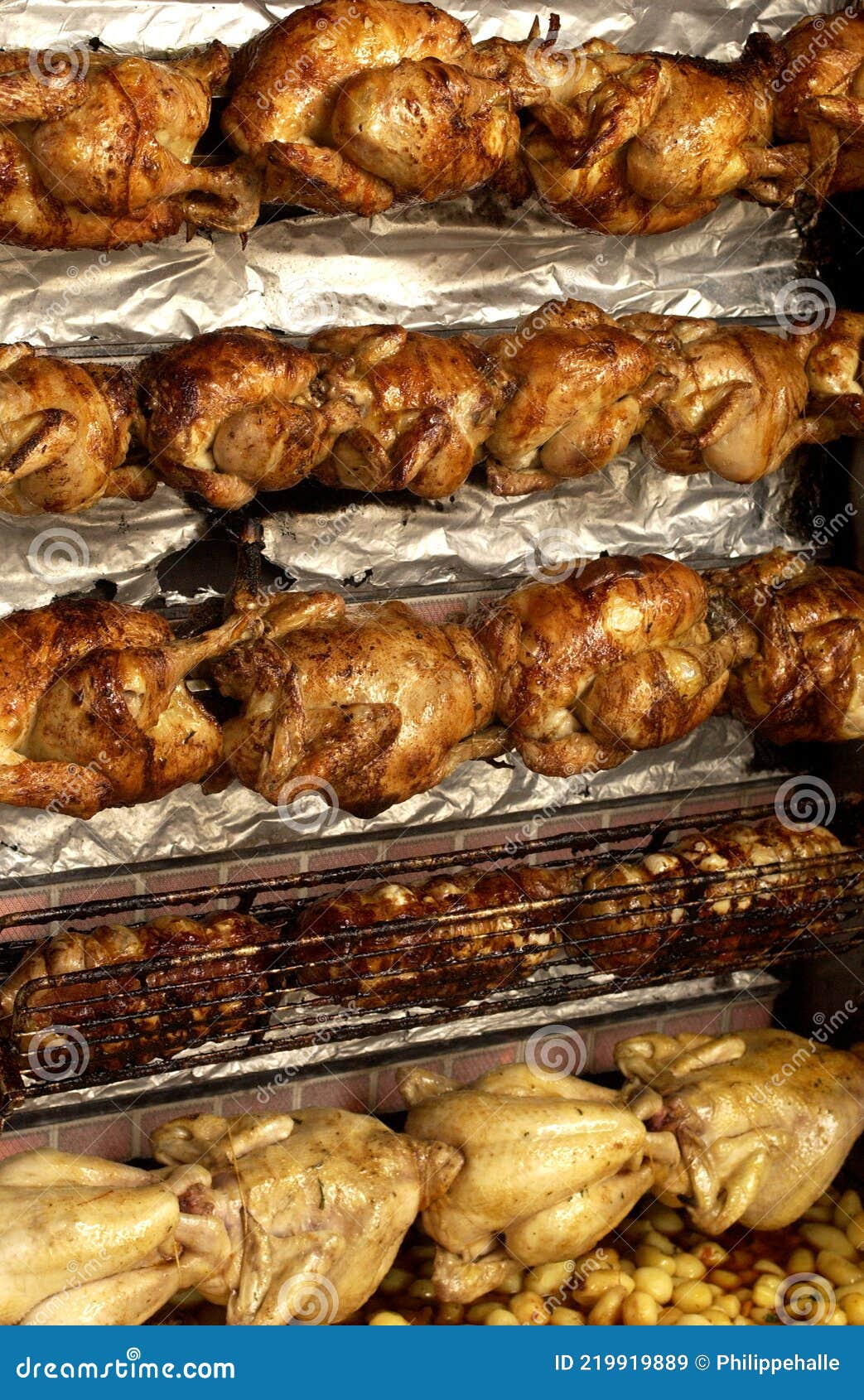 Roast chiken at the market stock image. Image of market - 219919889