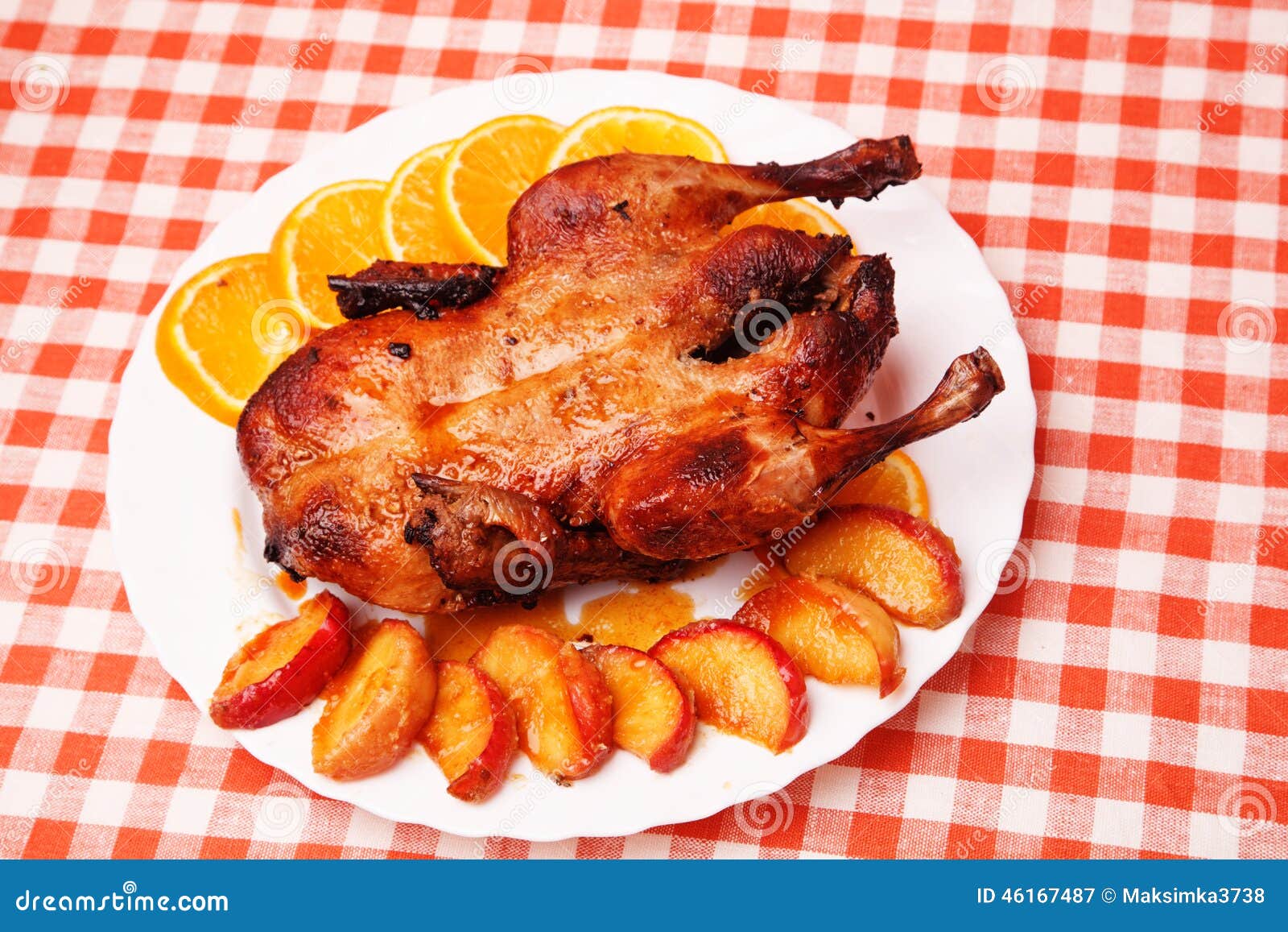Roast Duck with Apples and Oranges Stock Image - Image of fruit, fresh ...