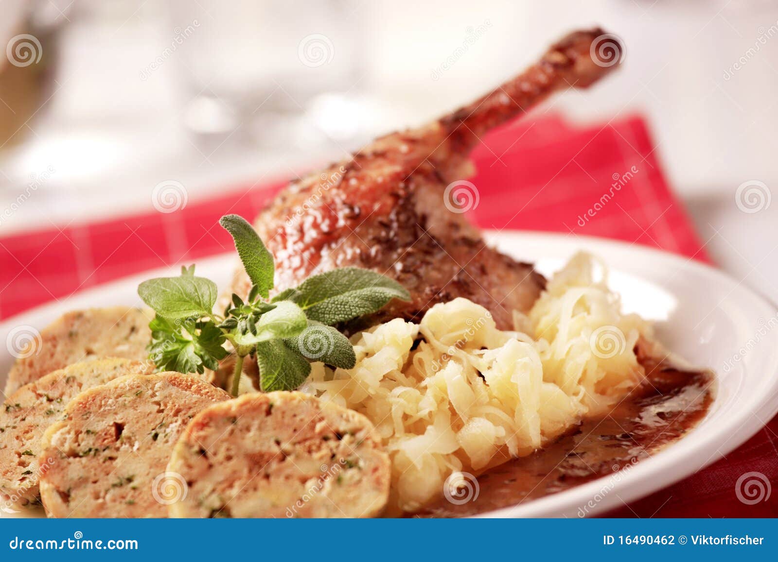Roast Duck with Cabbage and Bread Dumplings Stock Photo - Image of ...