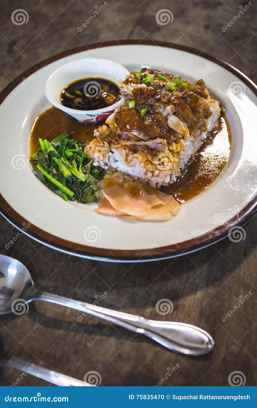 Roast Duck over Rice stock photo. Image of fast, lunch - 75835470