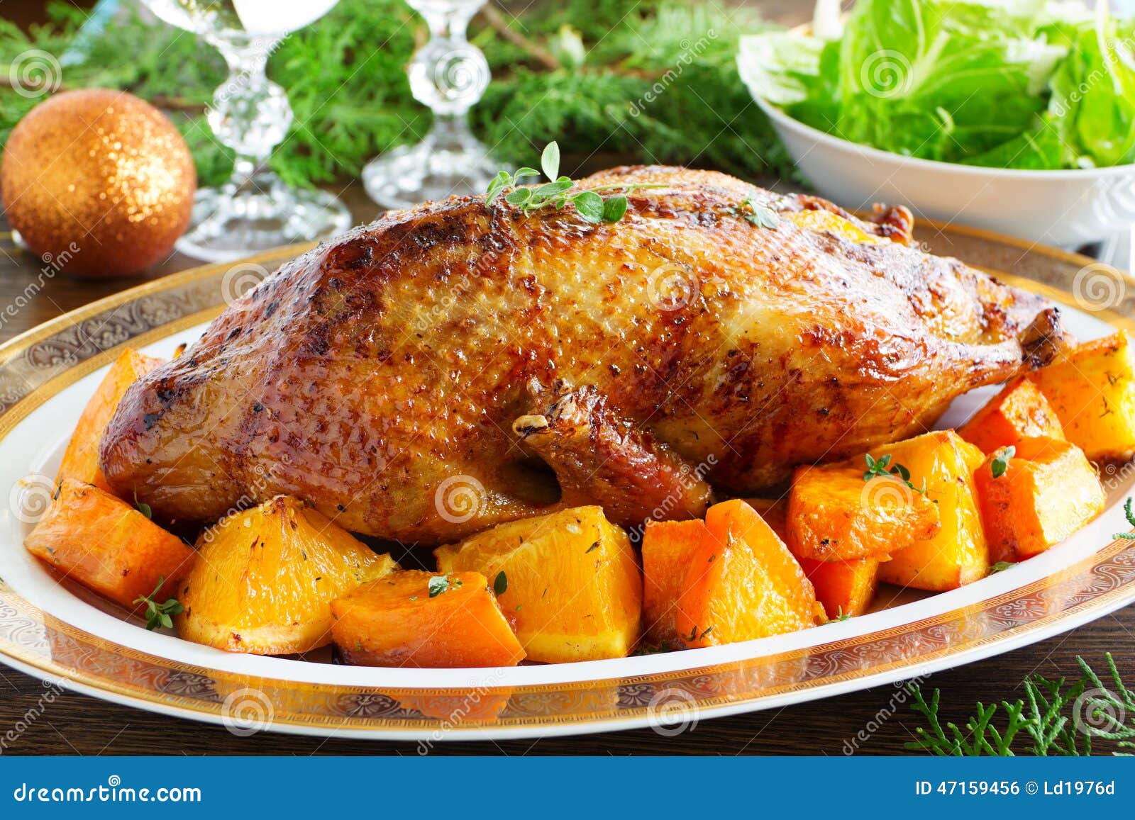 Roast duck with pumpkin stock photo. Image of roast, quince - 47159456