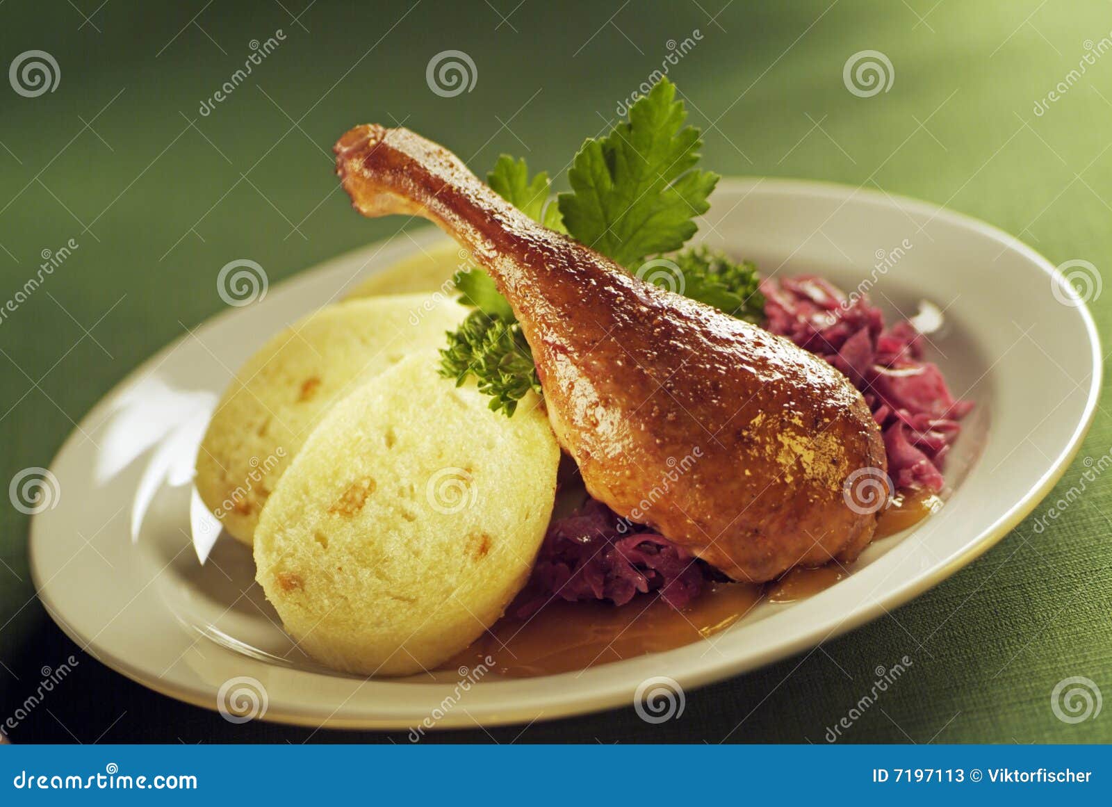 Roast Duck, Red Cabbage and Dumplings Stock Image - Image of fatty ...