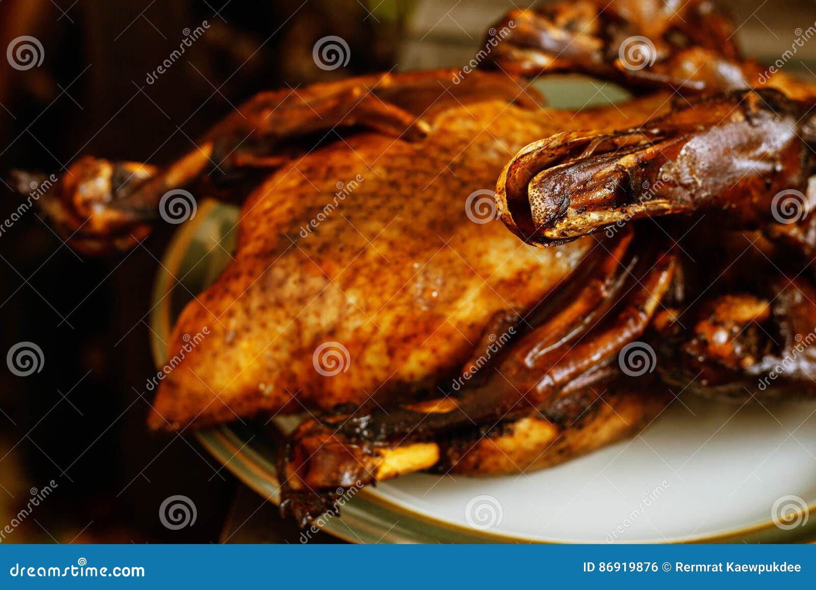 Roast Duck on in a Restaurant. Stock Photo - Image of grilled, fowl ...
