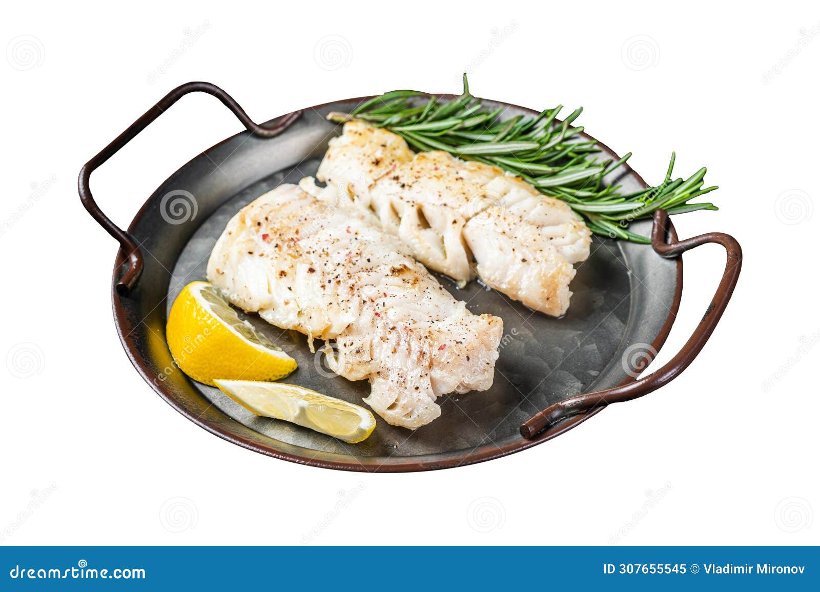 Roast Fillets of Codfish, Cooked Cod Fish Meat. Isolated on White ...