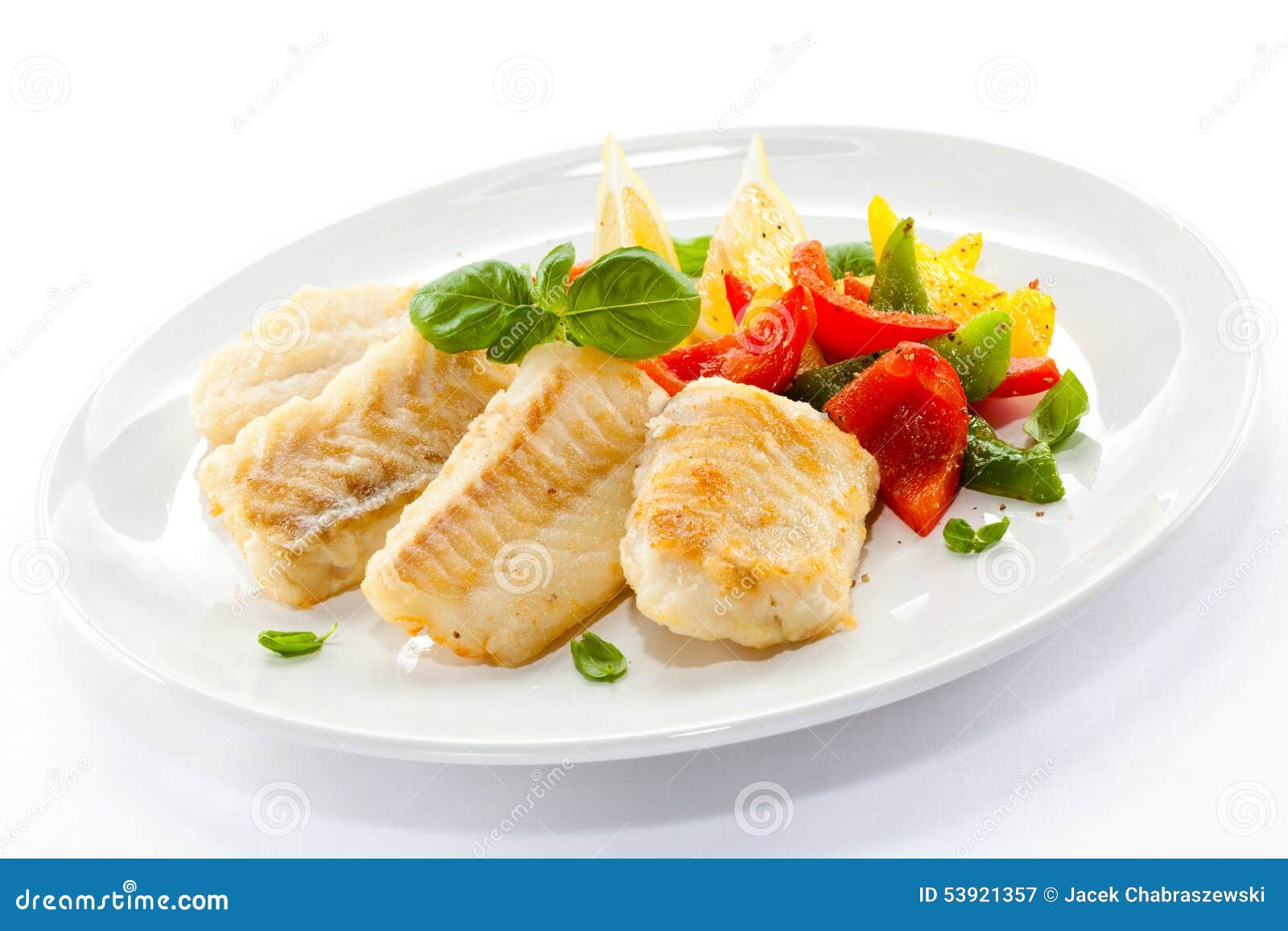 Roast fish fillet stock image. Image of eating, delicious - 53921357