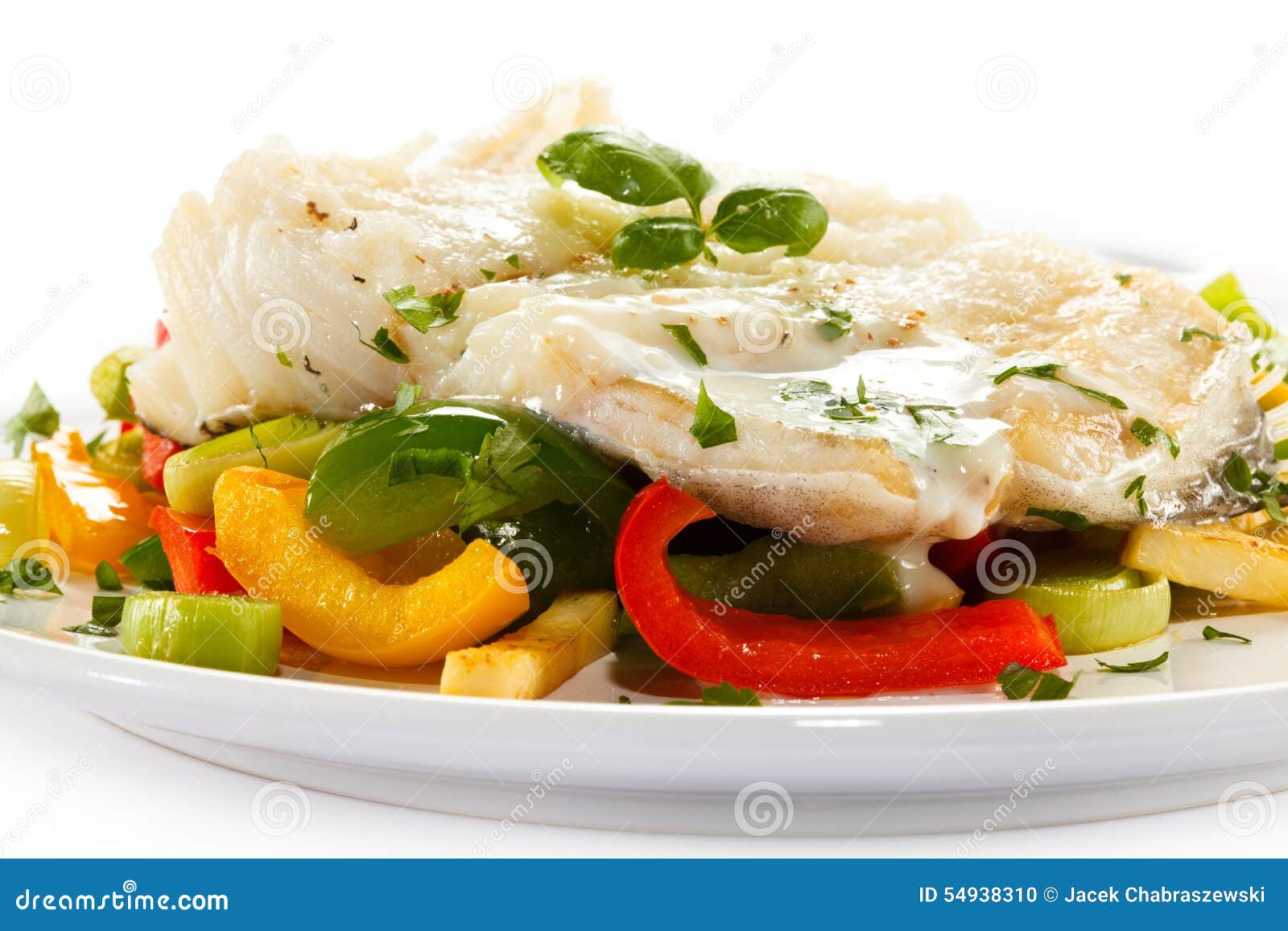 Roast fish fillet stock photo. Image of garnish, lunch - 54938310