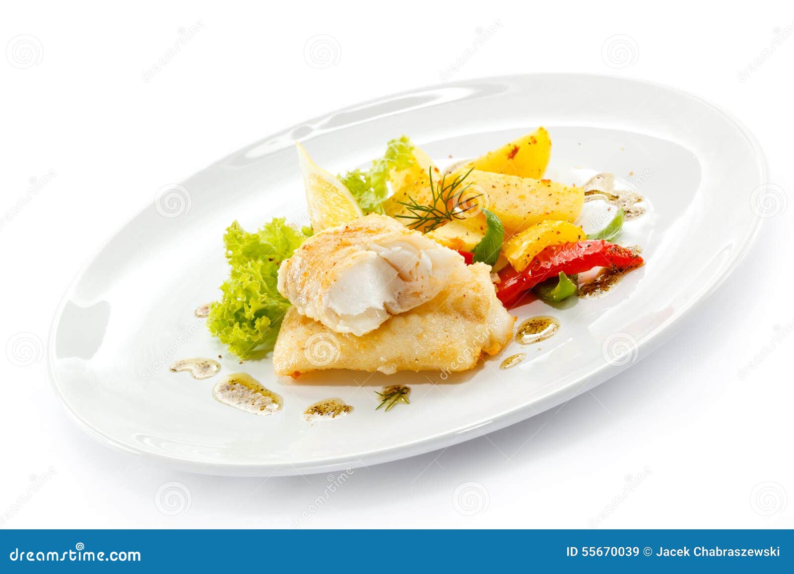 Roast fish fillet stock image. Image of fish, food, boil - 55670039