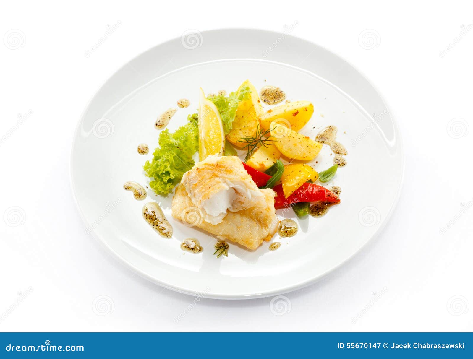 Roast fish fillet stock image. Image of eating, dinner - 55670147
