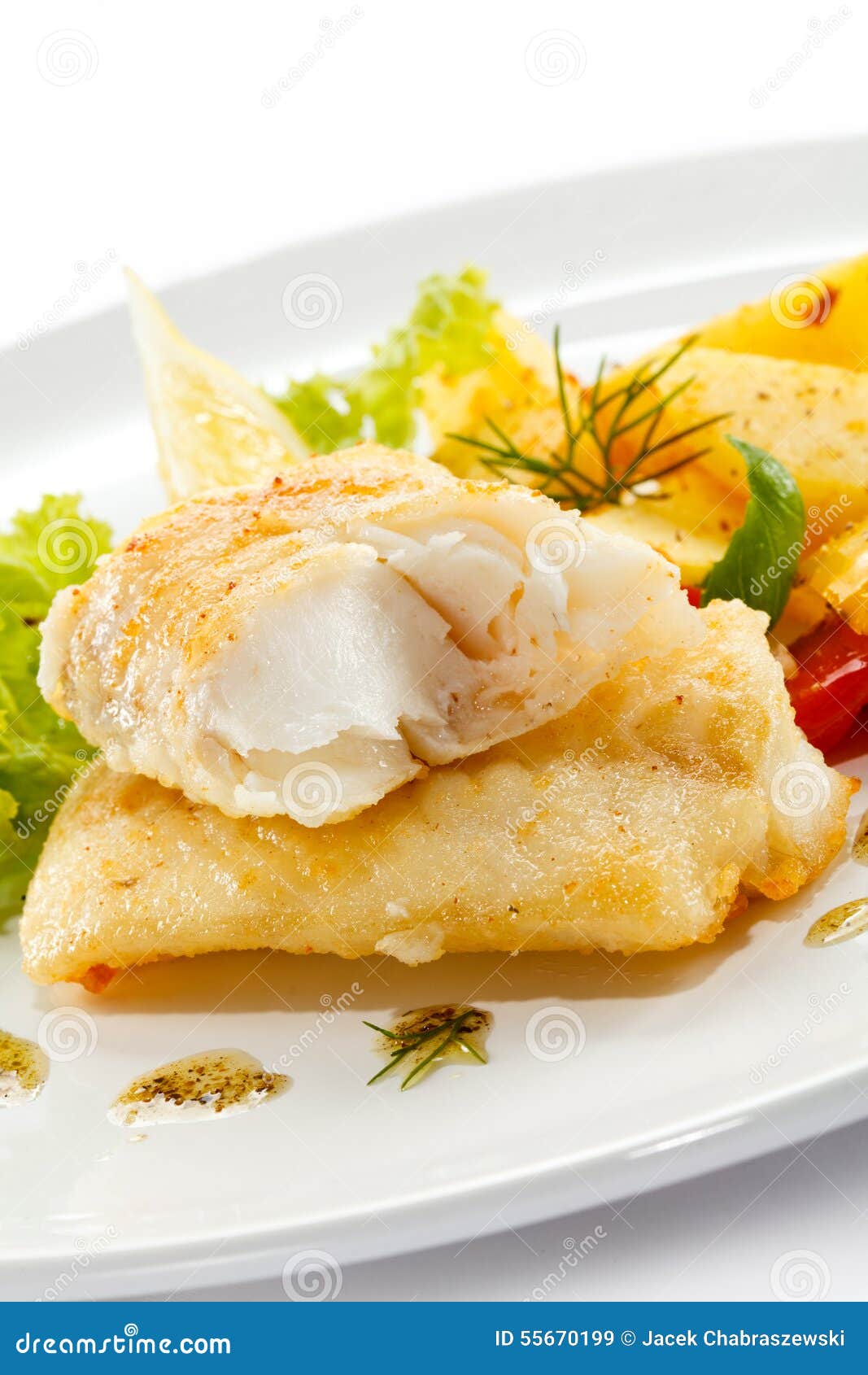 Roast fish fillet stock image. Image of fresh, fast, dish - 55670199