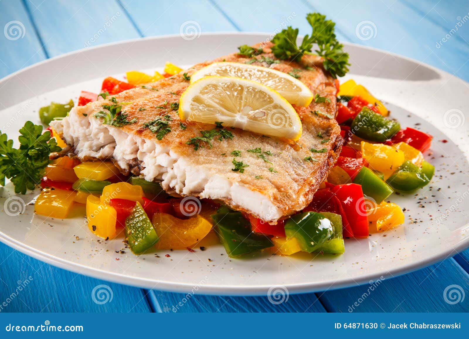 Roast fish fillet stock photo. Image of fish, fastfood - 64871630