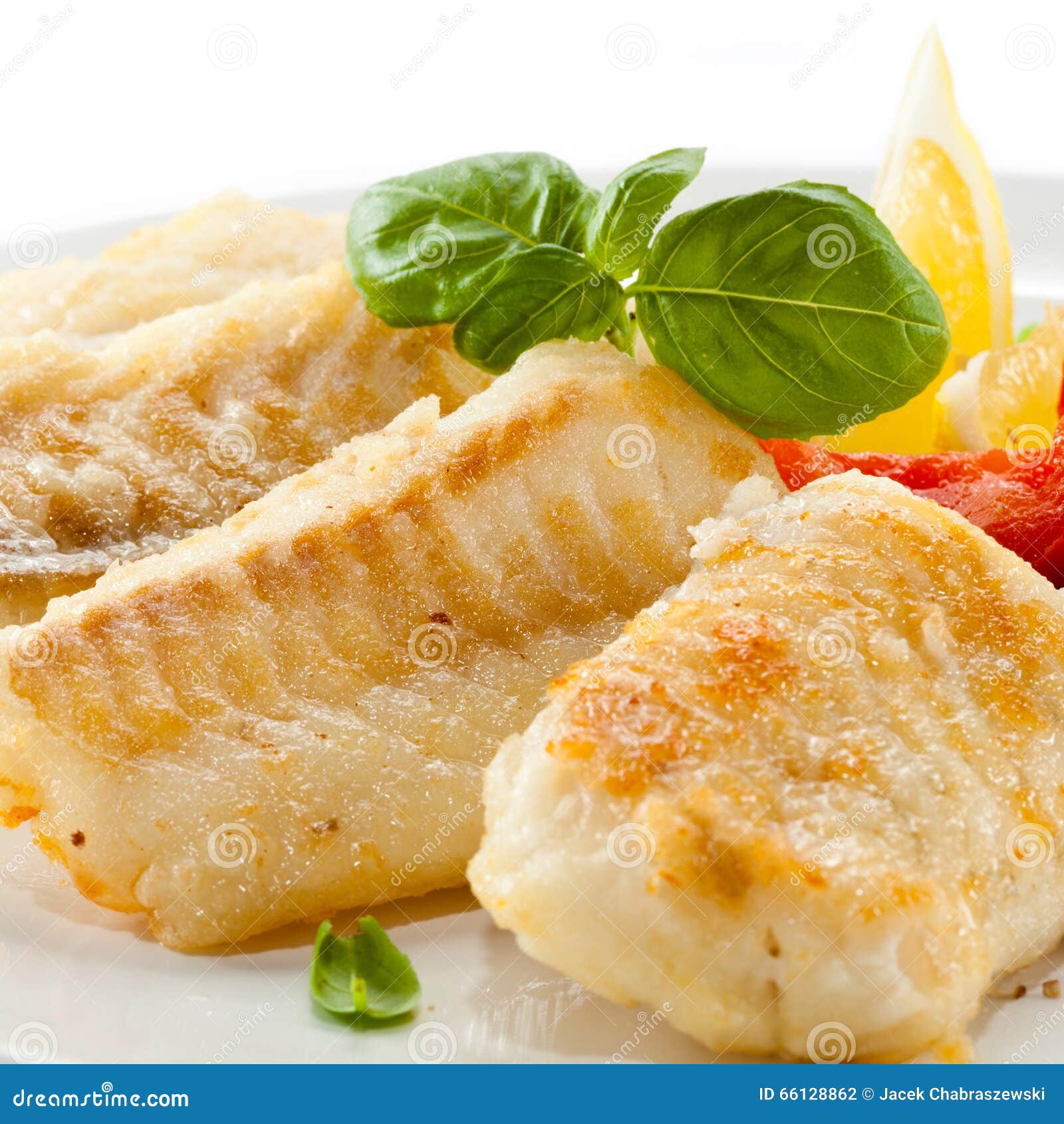 Roast fish fillet stock photo. Image of lunch, grilled - 66128862