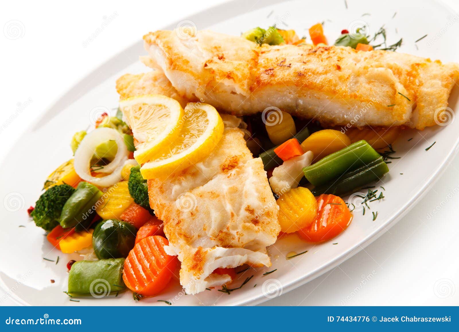 Roast fish fillet stock photo. Image of grilled, colors - 74434776