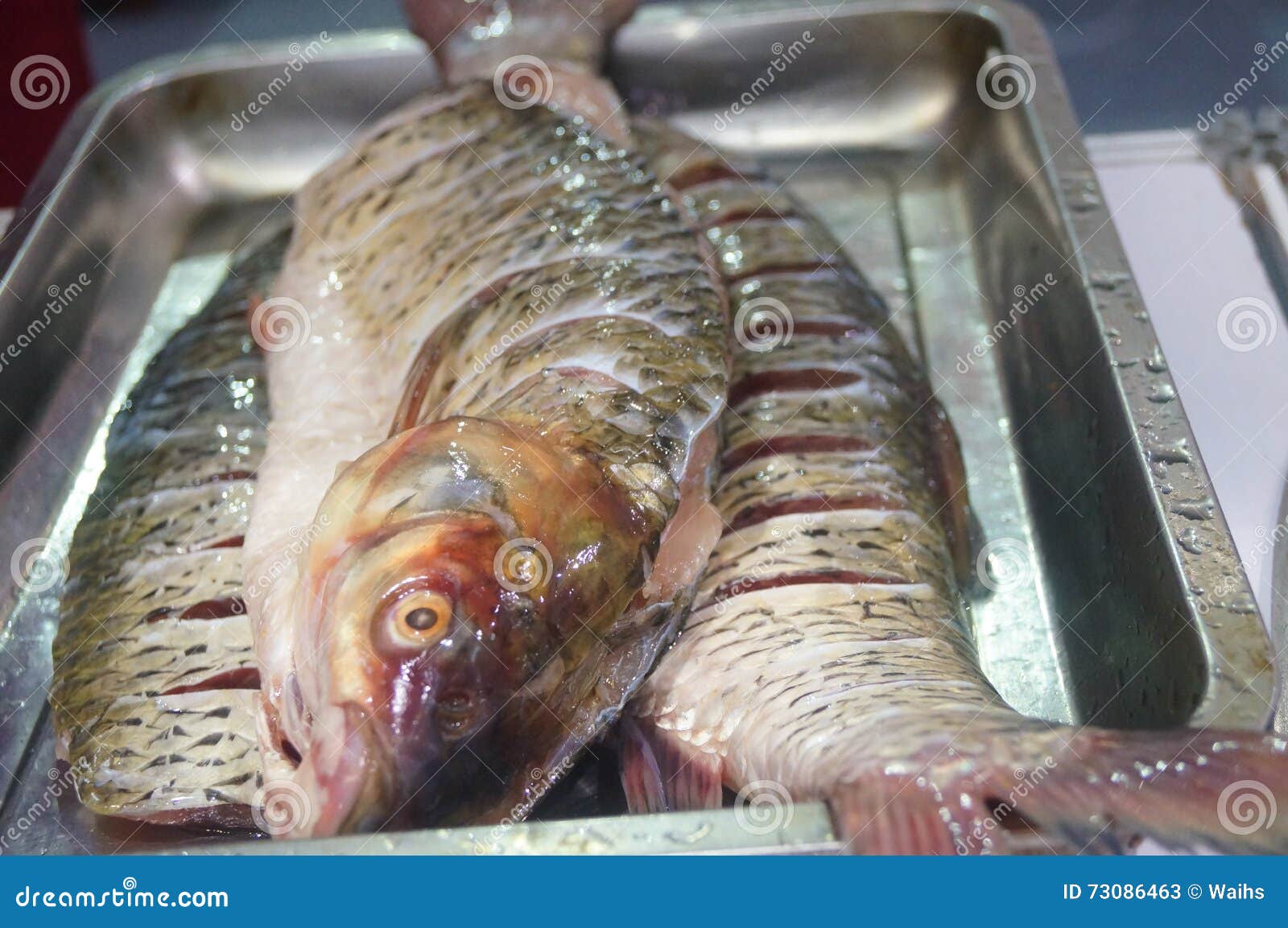 Roast fish stock image. Image of food, fish, kitchen - 73086463