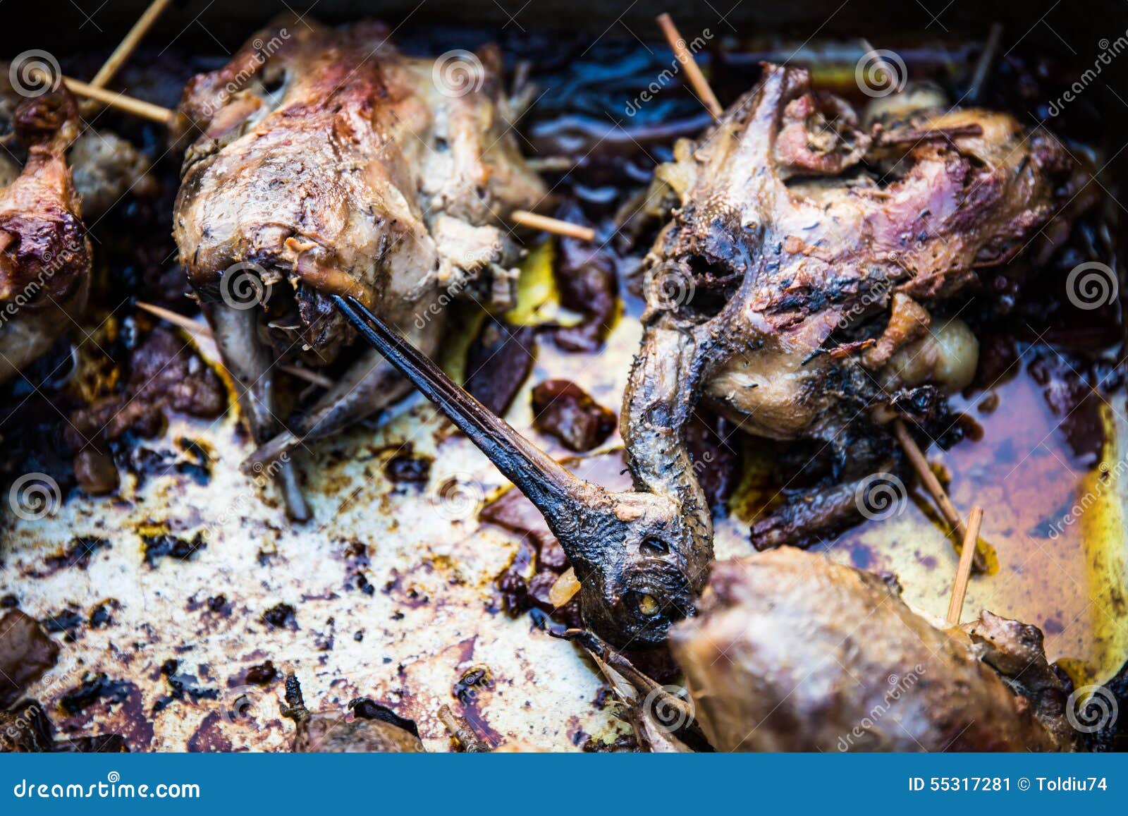 Roast Game Consists of Partridges and Woodcocks Just Hunted Stock Image ...