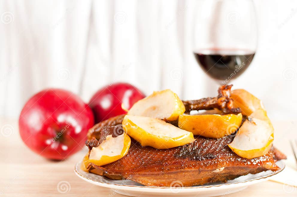 Roast goose with apple stock photo. Image of wedges, roasted - 23477354