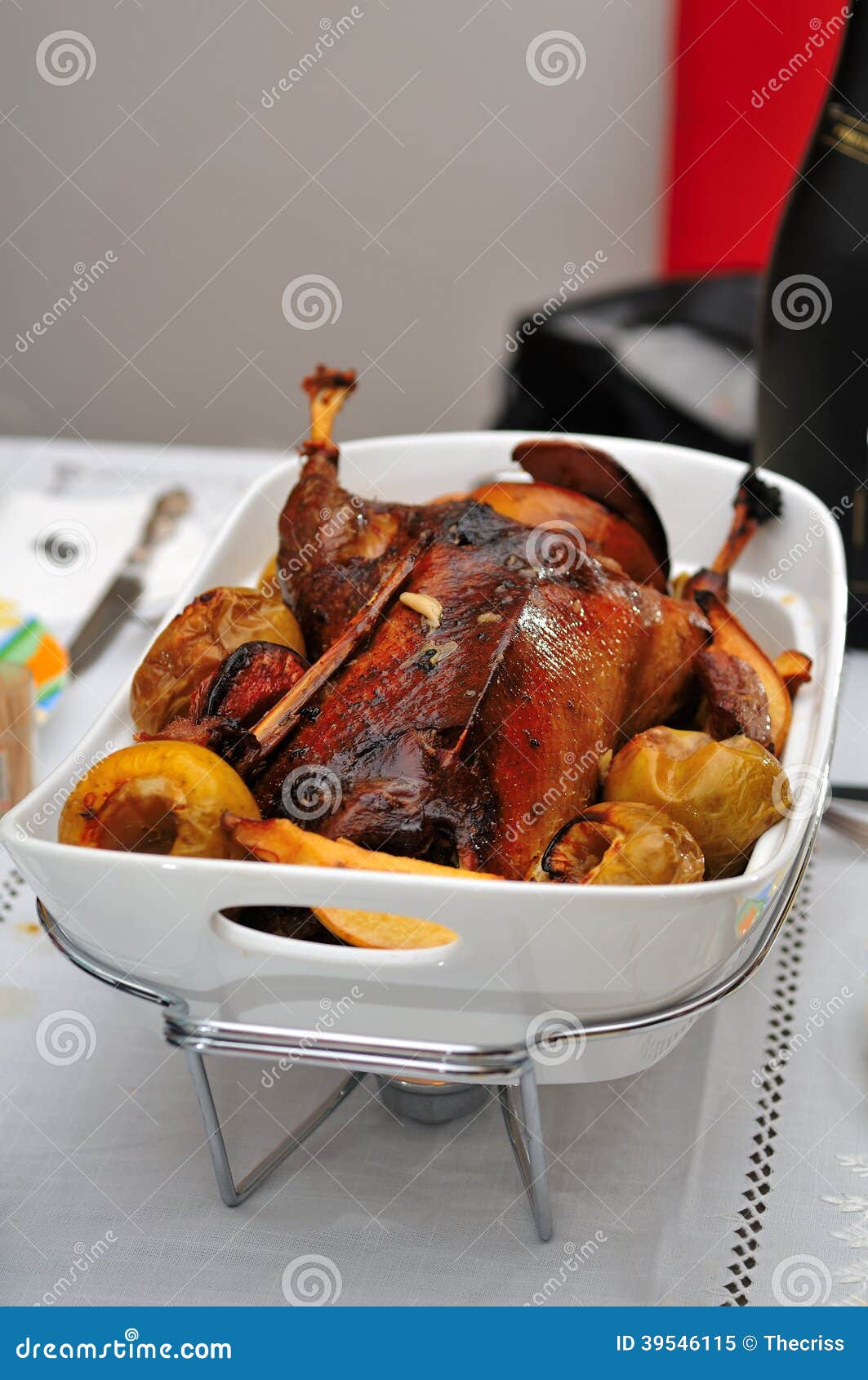 Roast Goose Stuffed with Apples and Quince Stock Image - Image of ...