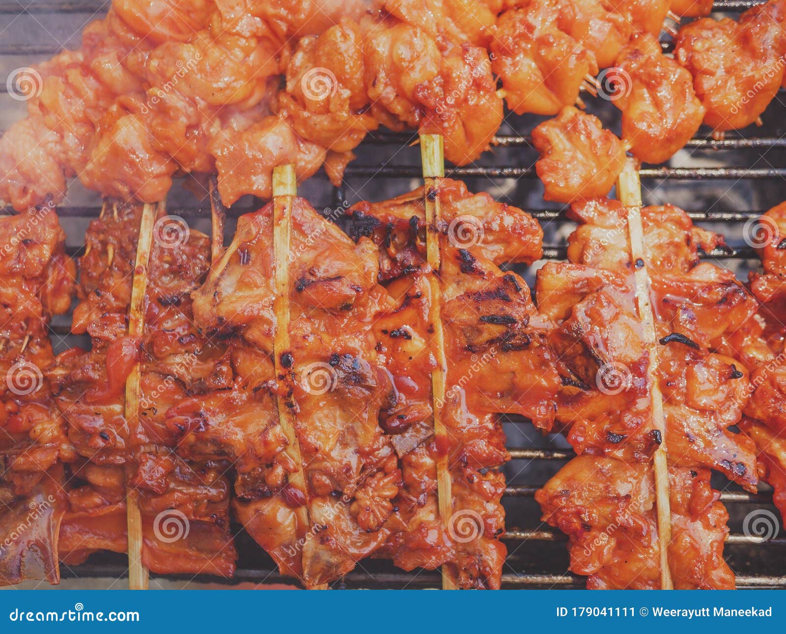 Roast or Grilled Chicken Thai Style, Barbecue Chicken. Focus Selective ...