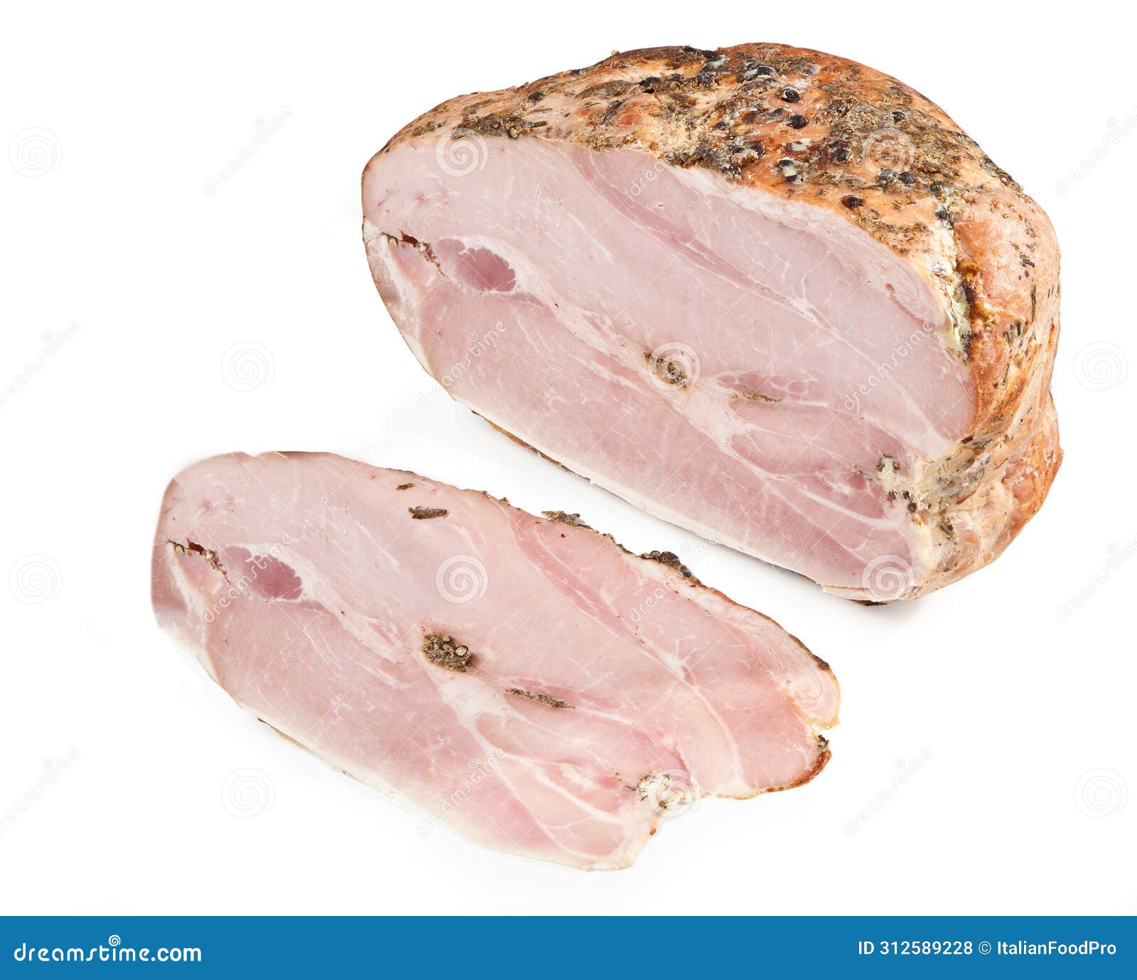 Roast Ham and Slice with Natural Spices Stock Photo - Image of isolated ...
