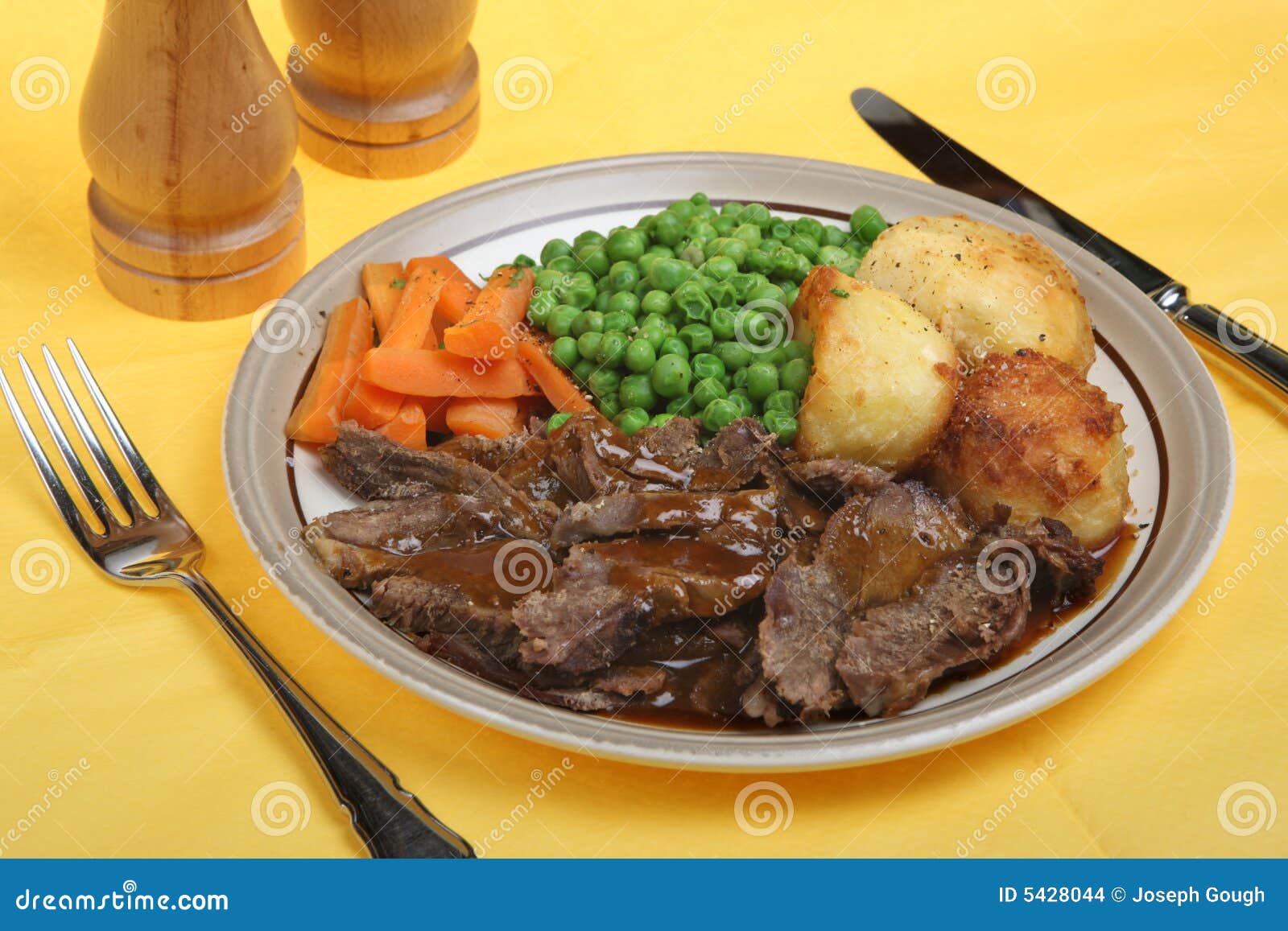 Roast Lamb Dinner stock photo. Image of sauce, lamb, sliced - 5428044