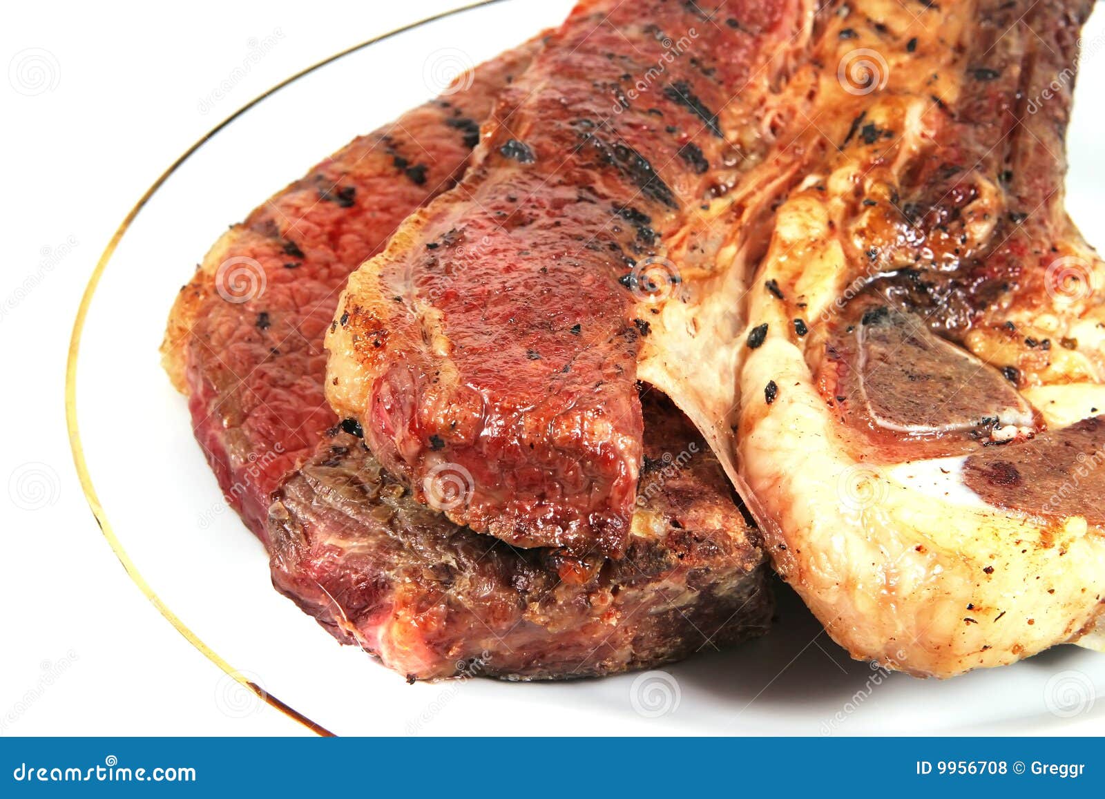 Roast meat on white dish stock photo. Image of delicious - 9956708