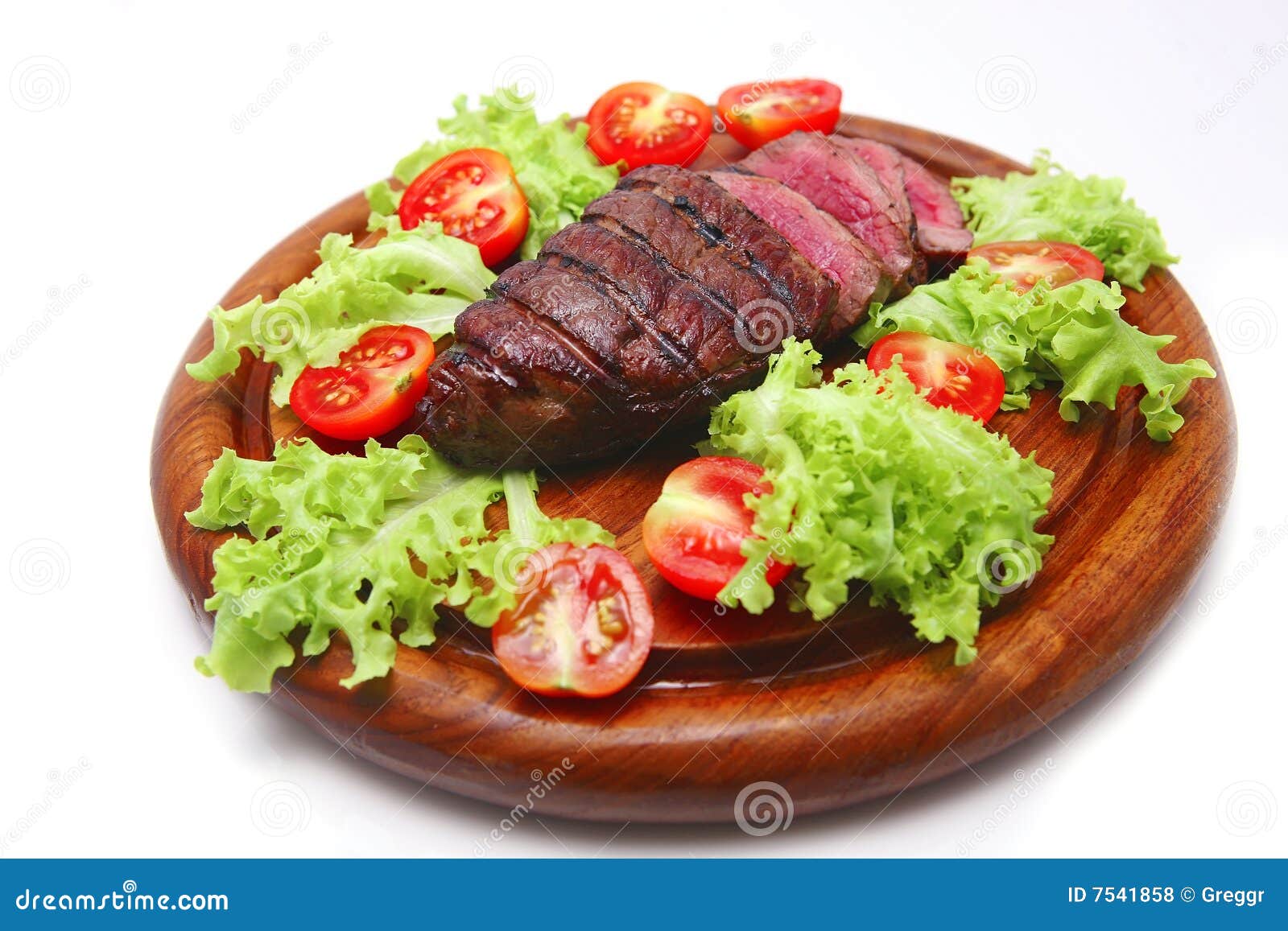 Roast Meat on Wooden Plate with Vegetables Stock Photo - Image of ...