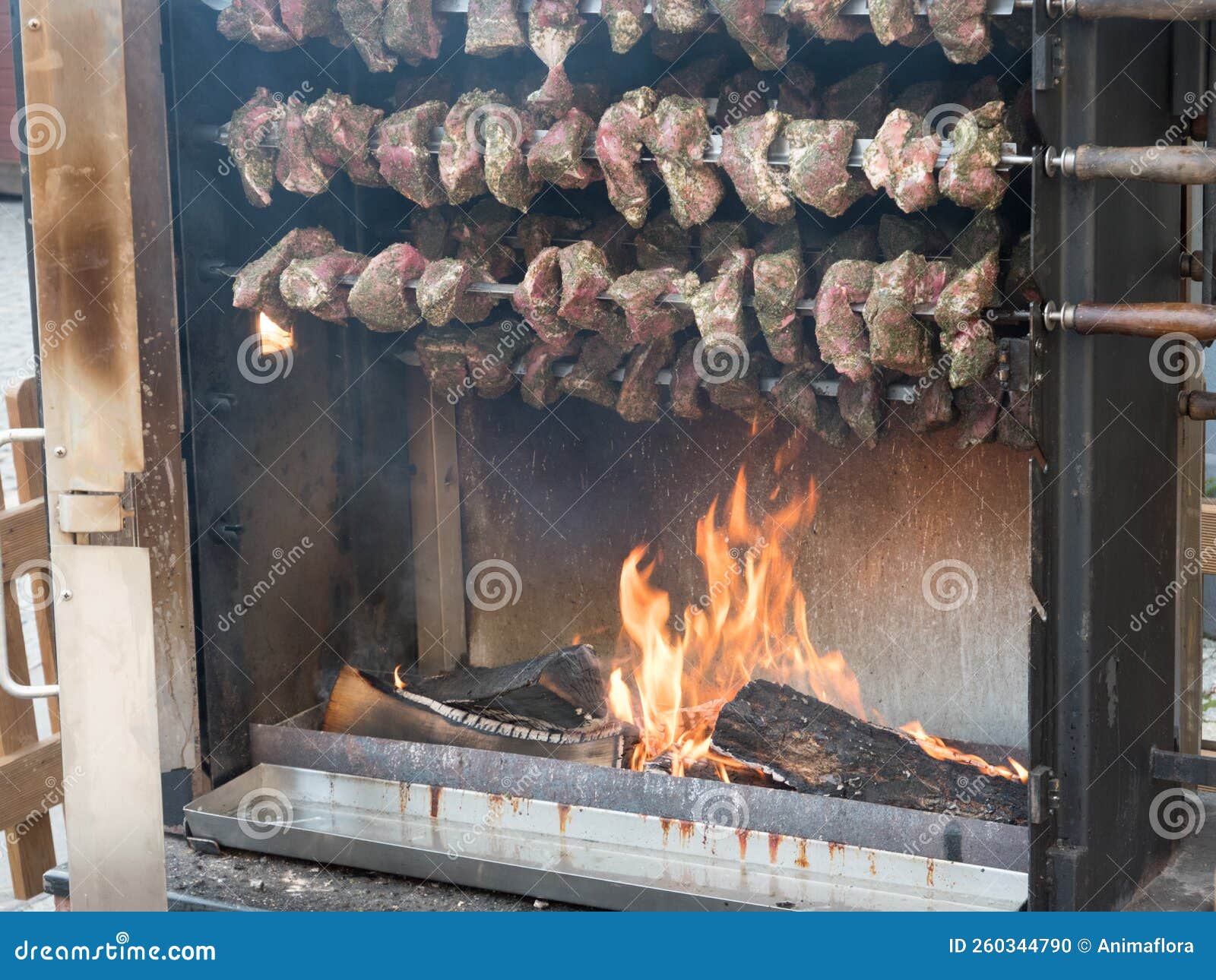 Roast Over the Fire at the Autumn Market Stock Photo - Image of lunch ...