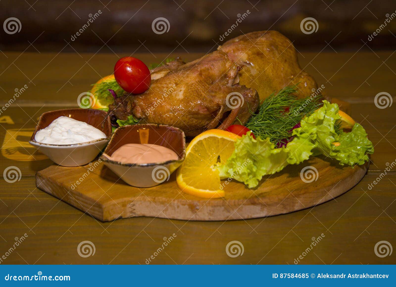 Roast Partridge with Fresh Vegetables. Stock Image - Image of huge ...